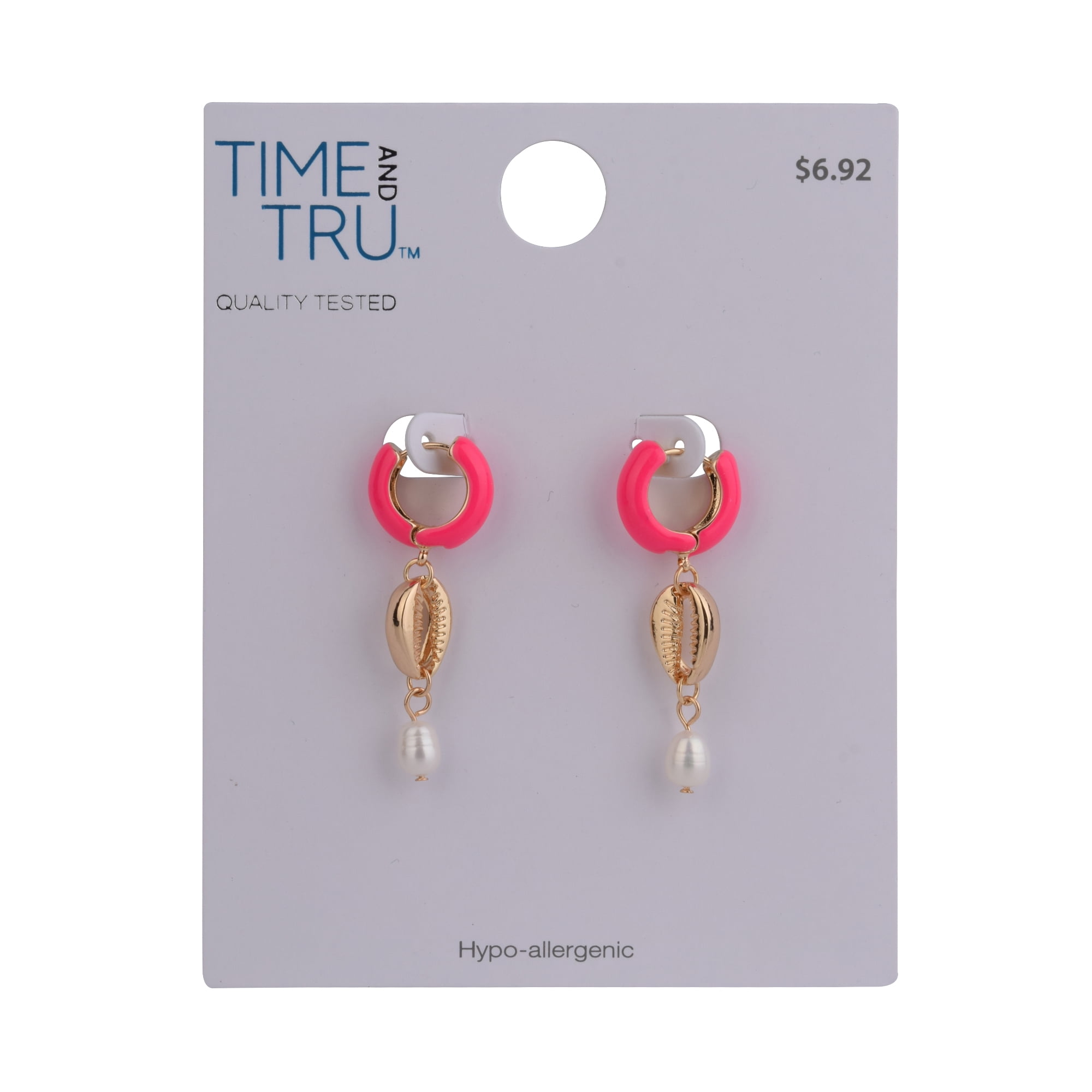 Time And Tru Women's Pink Shell Drop Earring - Walmart.com