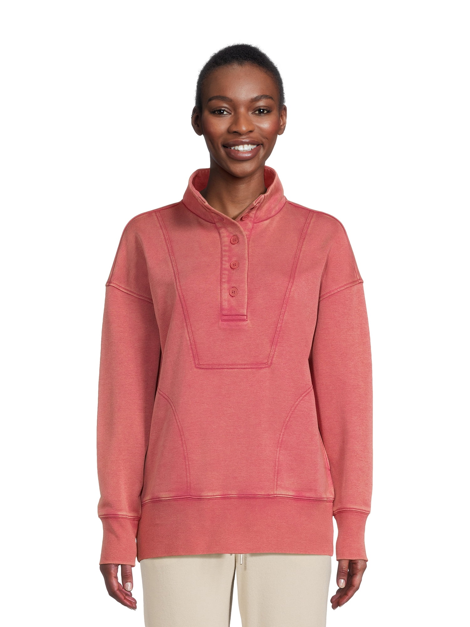 Time And Tru Women's Placket Pullover Top - Walmart.com