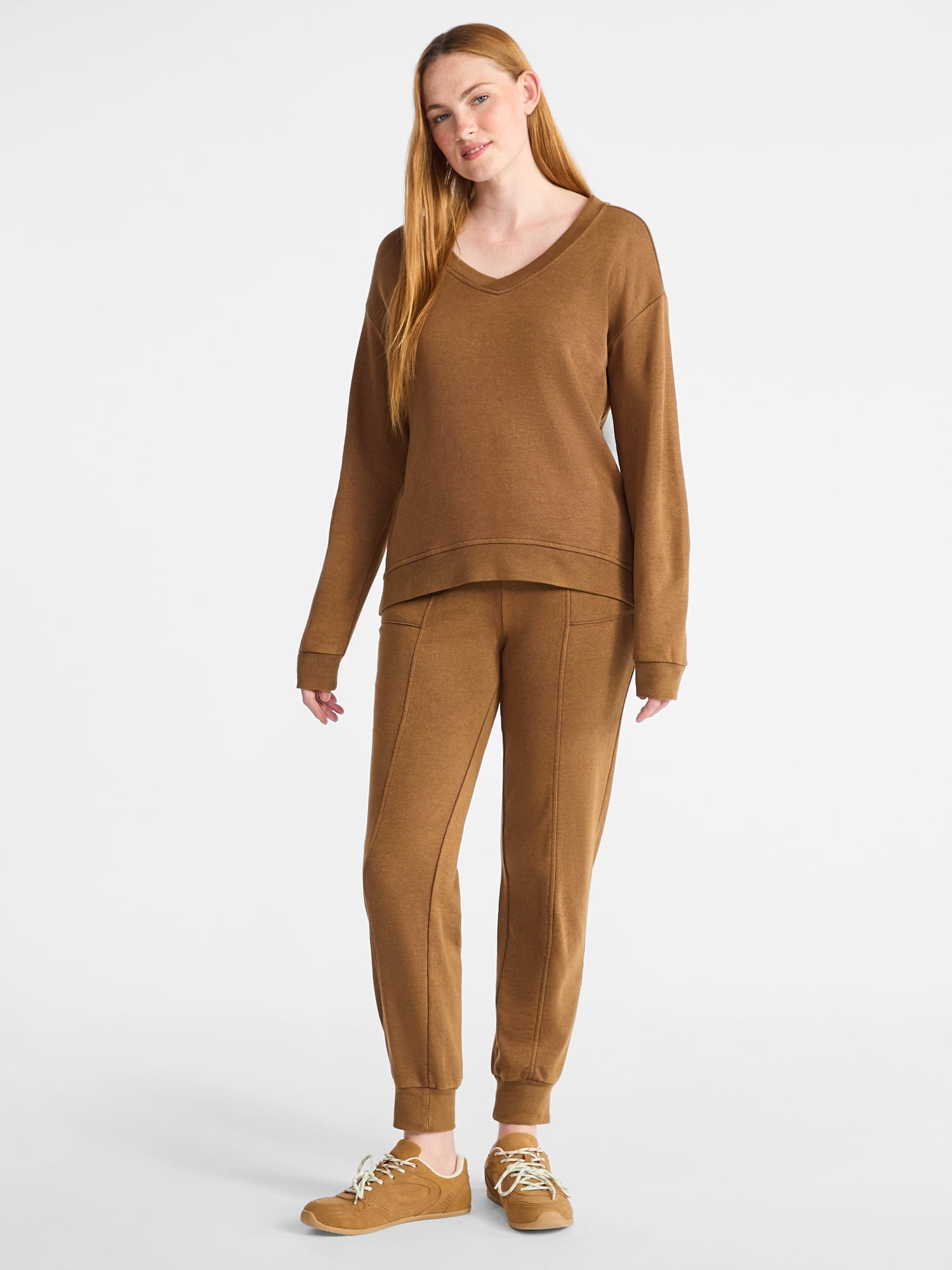 Time and Tru Women's and Women’s Plus French Terry Set, 2-Piece, Sizes ...