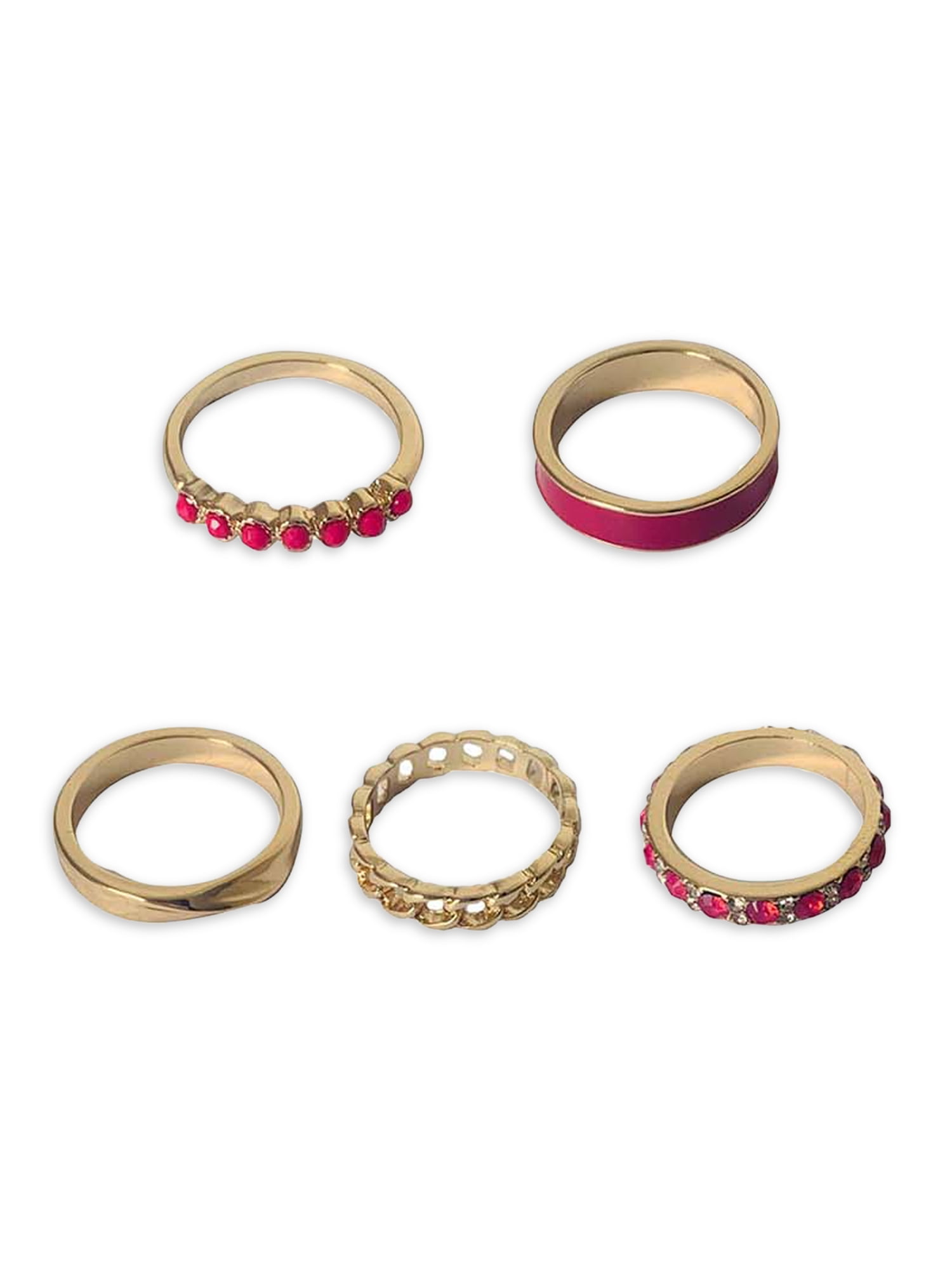 Time And Tru Women's Red 5pc Enamel Rings - Walmart.com