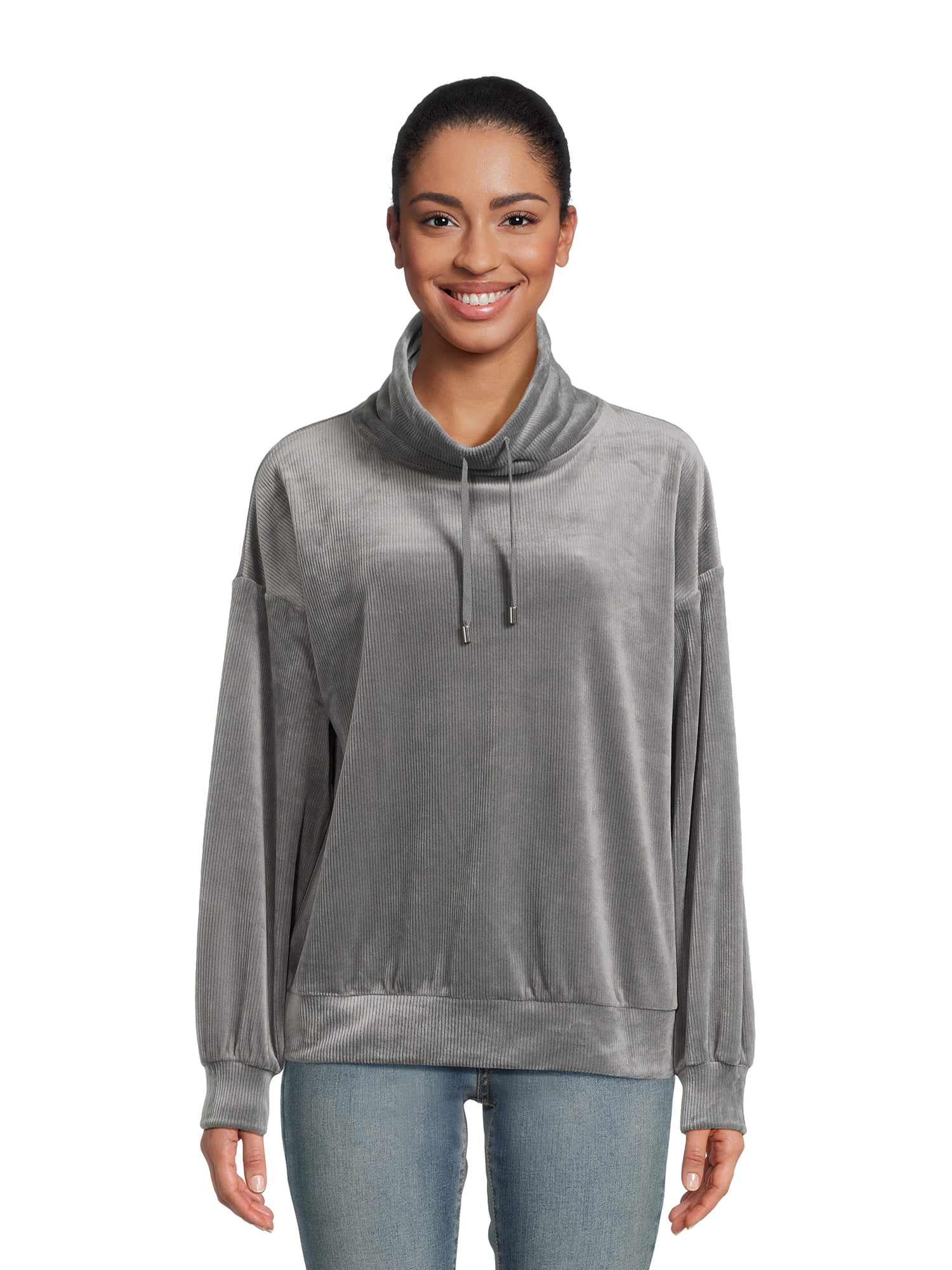 Time and Tru Women's Rib Funnel Top - Walmart.com