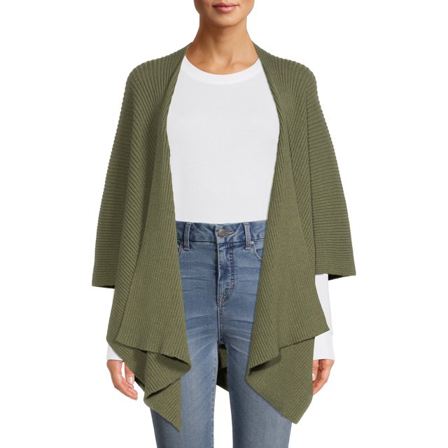 Time And Tru Women's Ribbed Ruana Wrap - Walmart.com