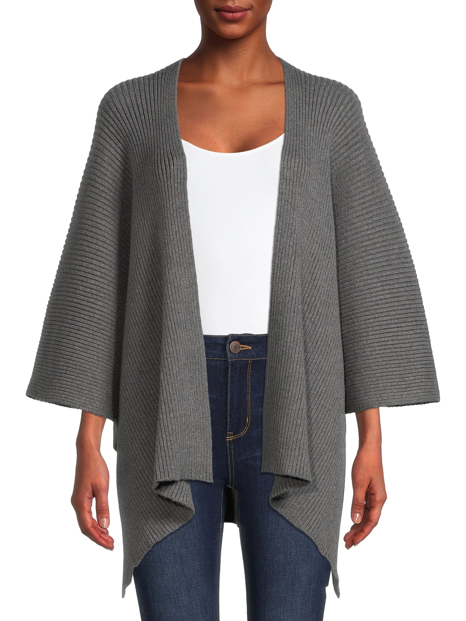 Time And Tru Women's Ribbed Ruana Wrap - Walmart.com