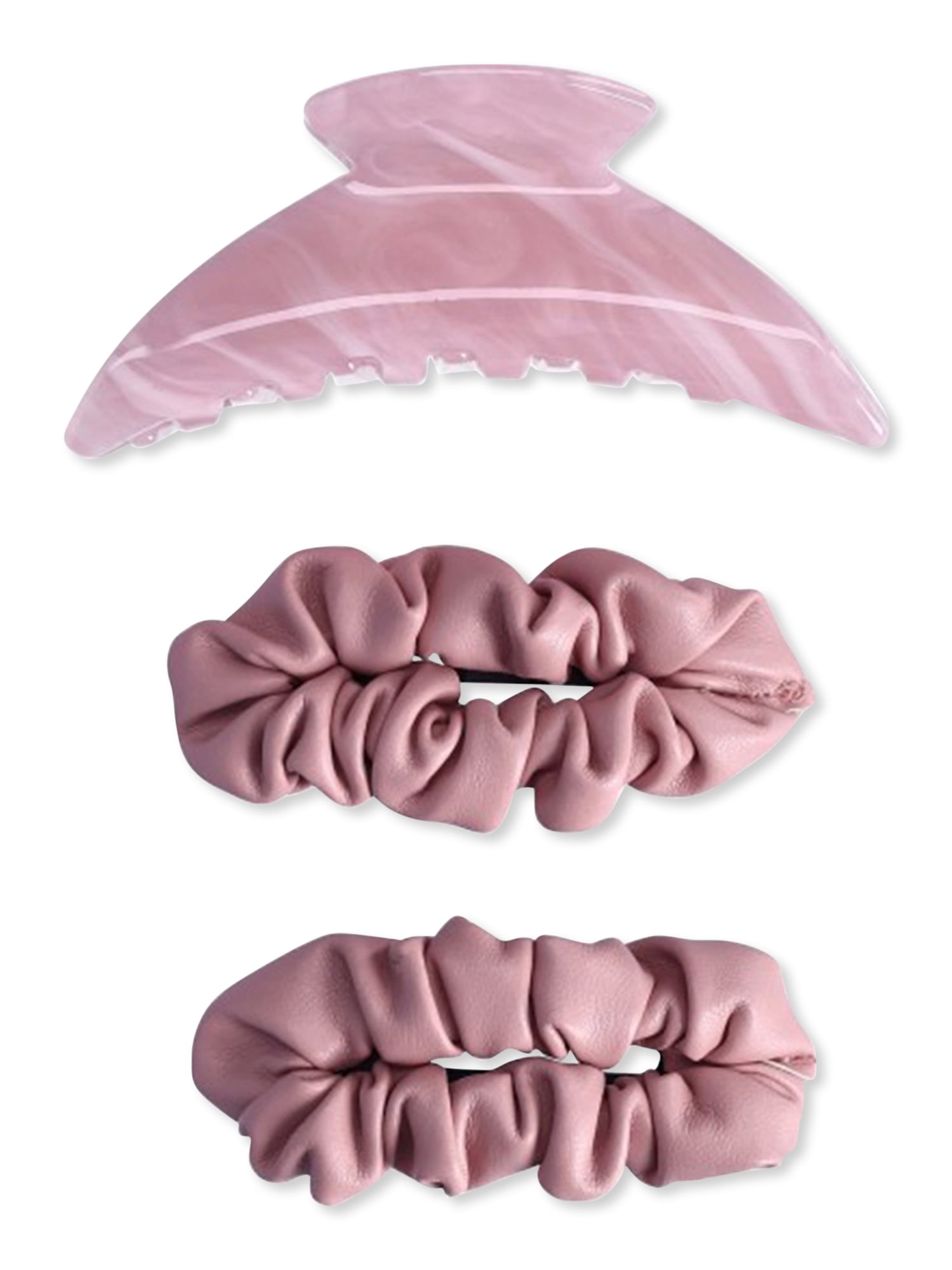 Time And Tru Women's Ruched Clips And Round Claw Set, 3-Pack Blush ...
