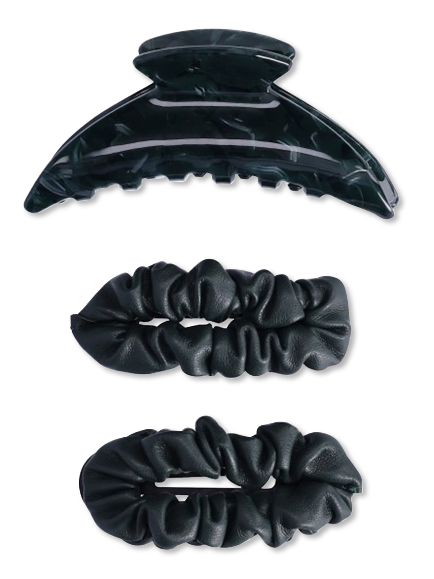 Time And Tru Women's Ruched Clips And Round Claw Set, 3-Pack Teal ...