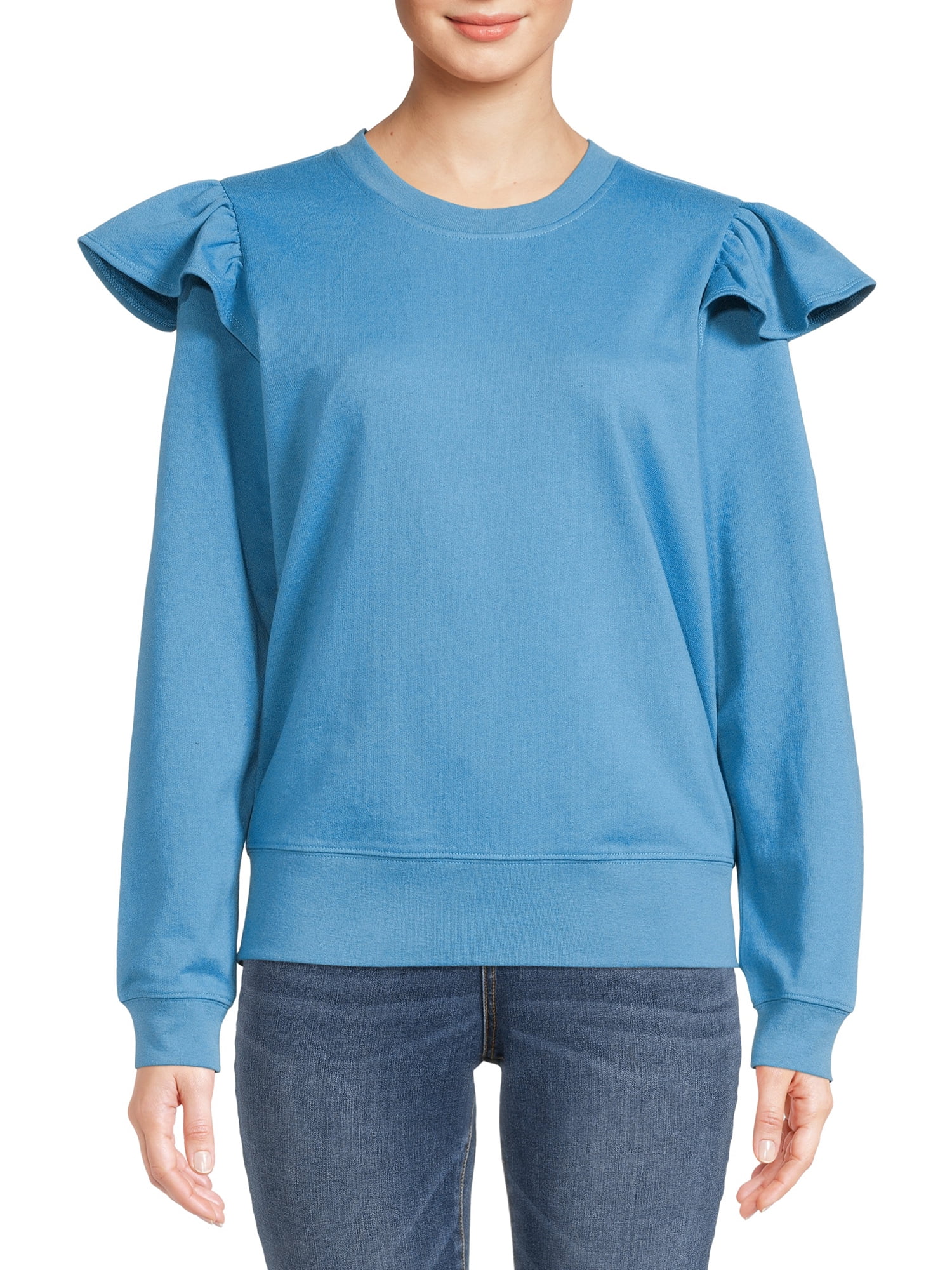 Time And Tru Women's Ruffle Sweatshirt - Walmart.com