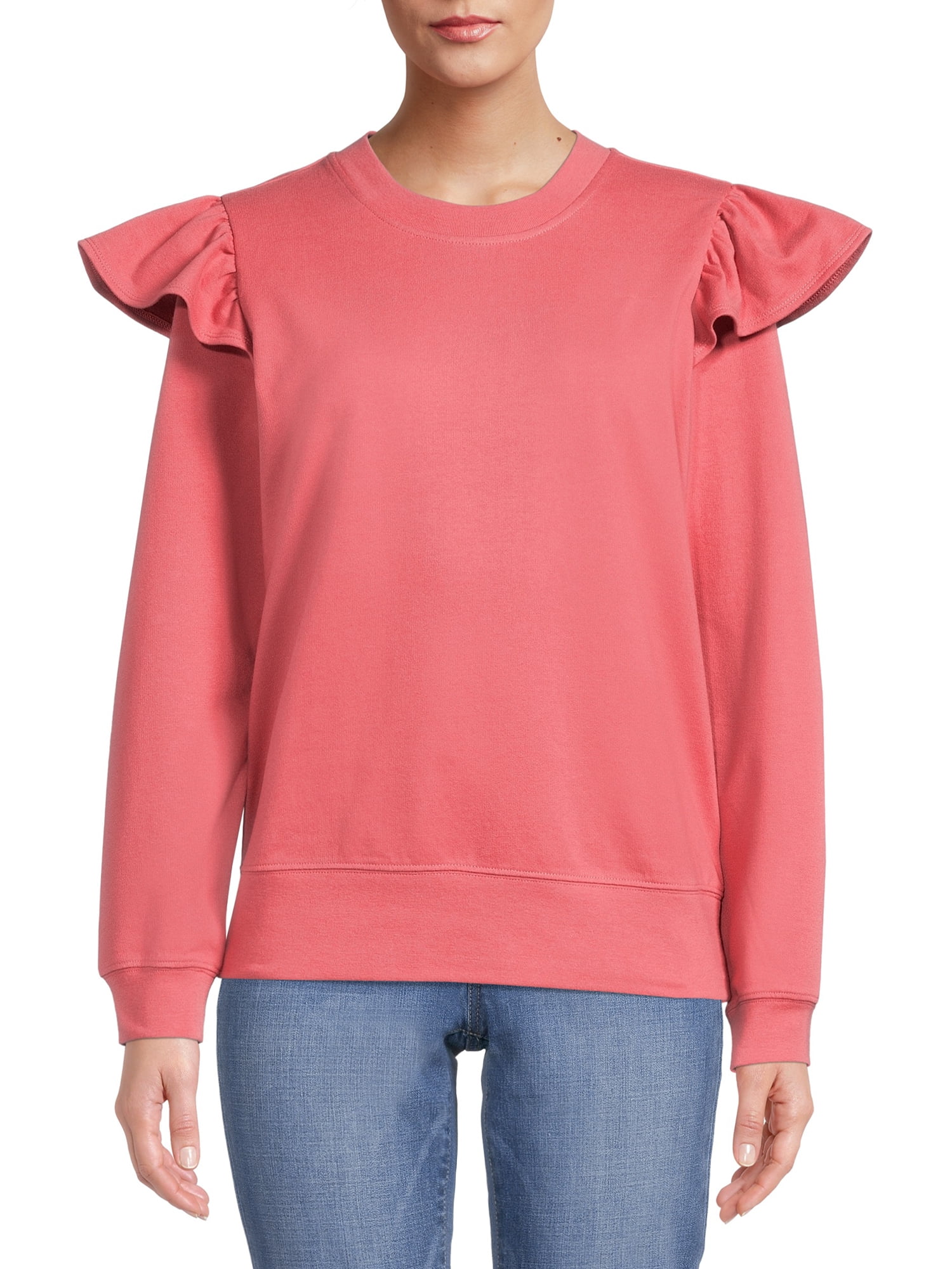 Time And Tru Women's Ruffle Sweatshirt - Walmart.com
