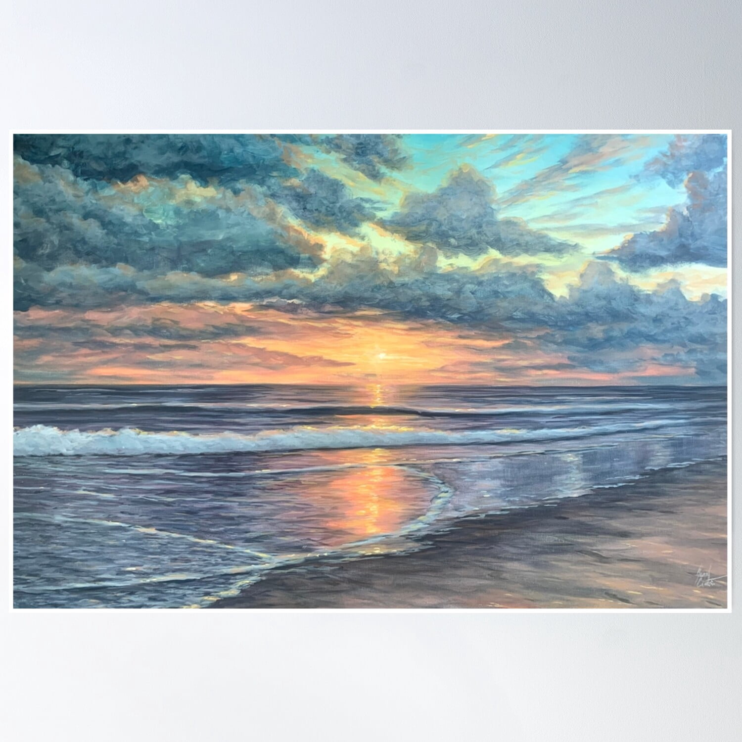 Time Beach Sunset Poster Wall Art, Modern Wall Decor, 24x36 UNFRAMED ...