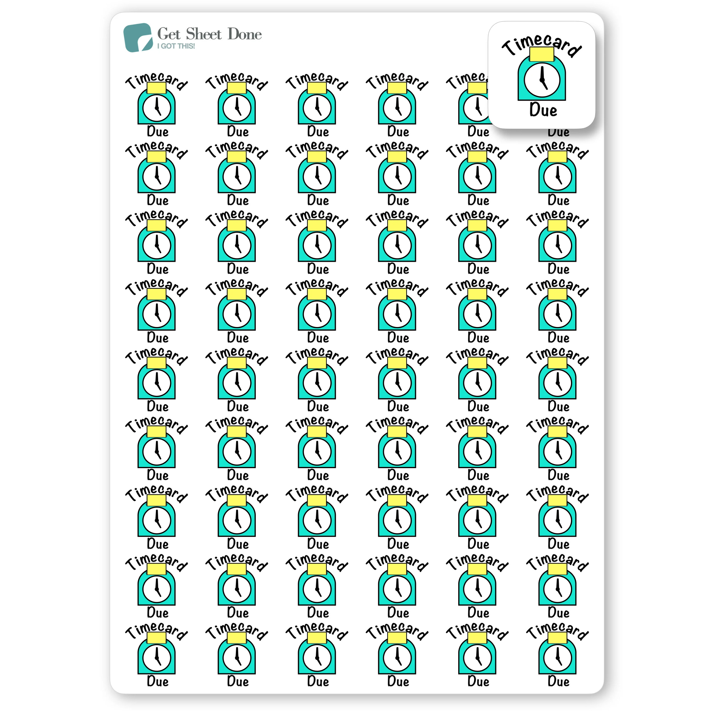 Time Card Planner Stickers / Work Stickers / Bills Budget Stickers ...