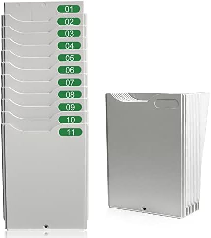 Time Cards Rack, Retractable Time Card Holder With 10-Pocket Slots ...