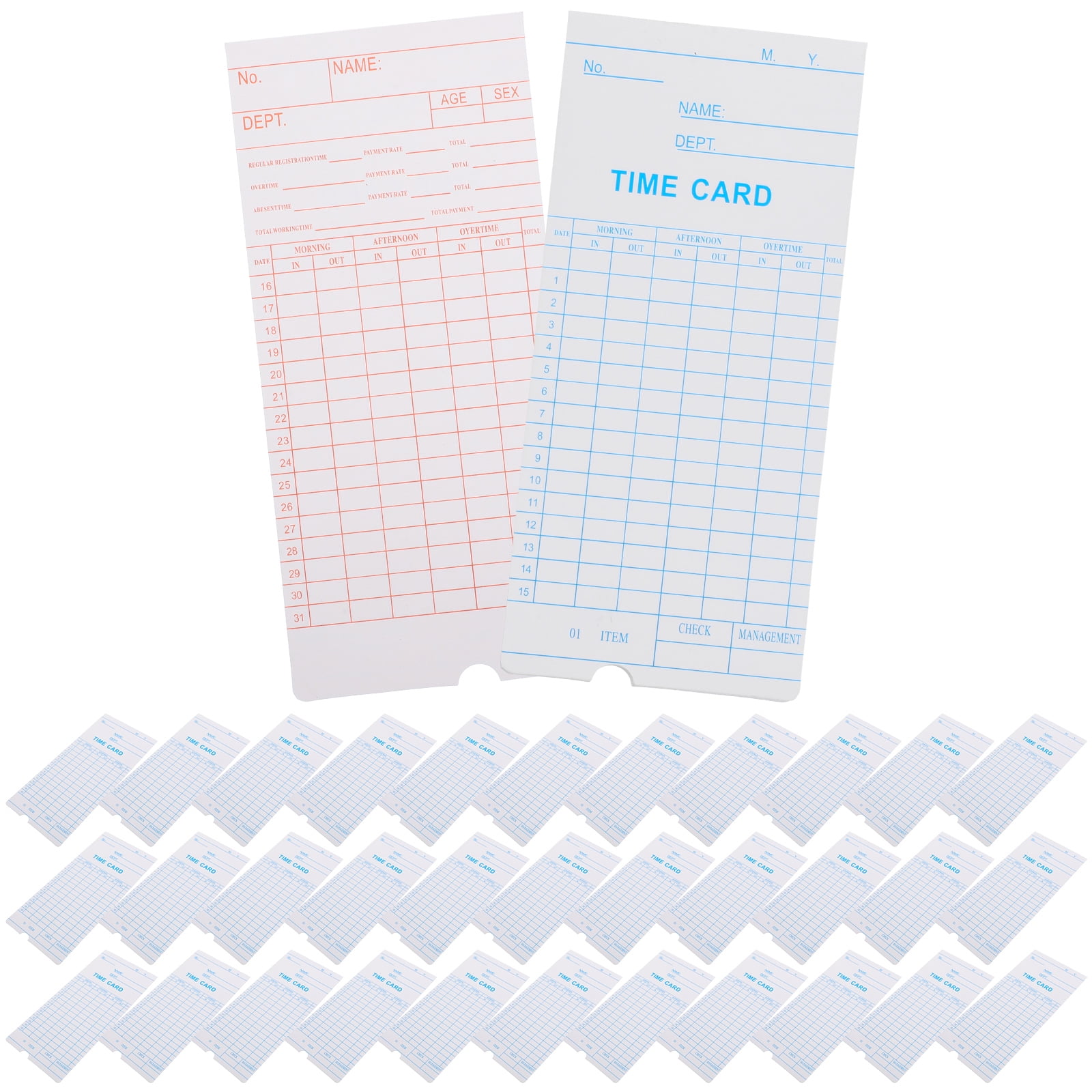 Time Cards Sheets, 100Pcs English Edition Time Cards Paper Time Cards ...