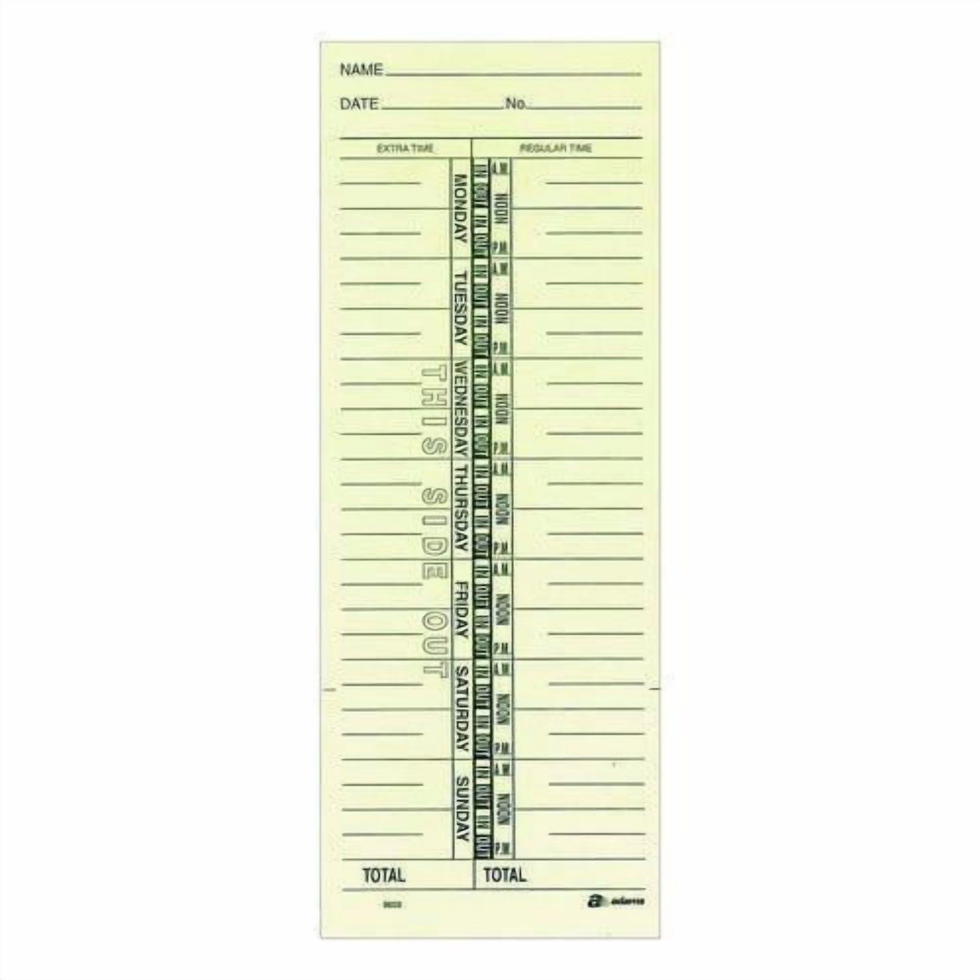 Time Cards for Acroprint, Amano and Lathem Time Clocks, One Side ...