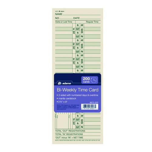 Time Cards for Acroprint, Amano and Lathem Time Clocks, Two Sides, Bi ...