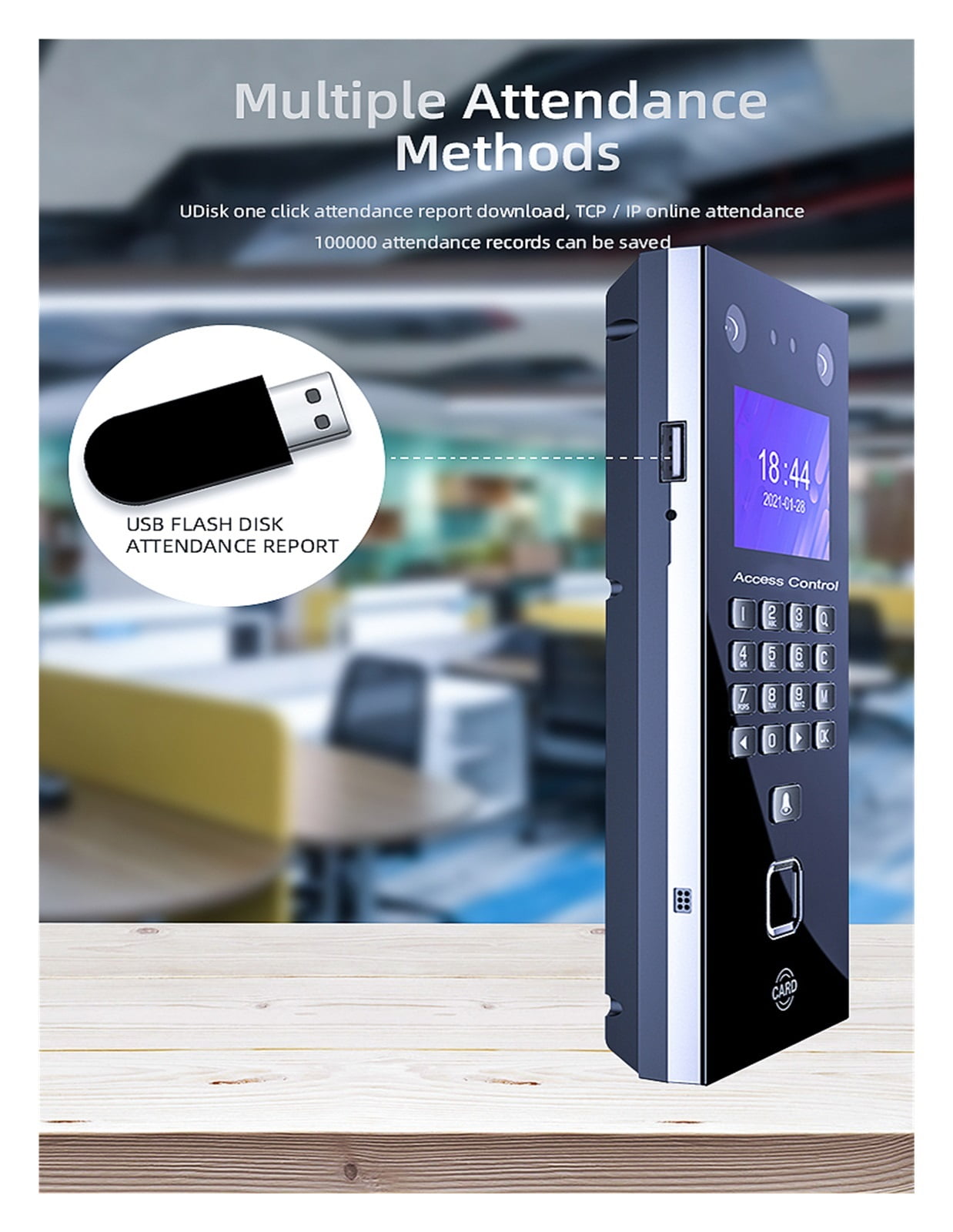 Time Clock, 2.4inch USB Face Fecognition Door Access Control System ...