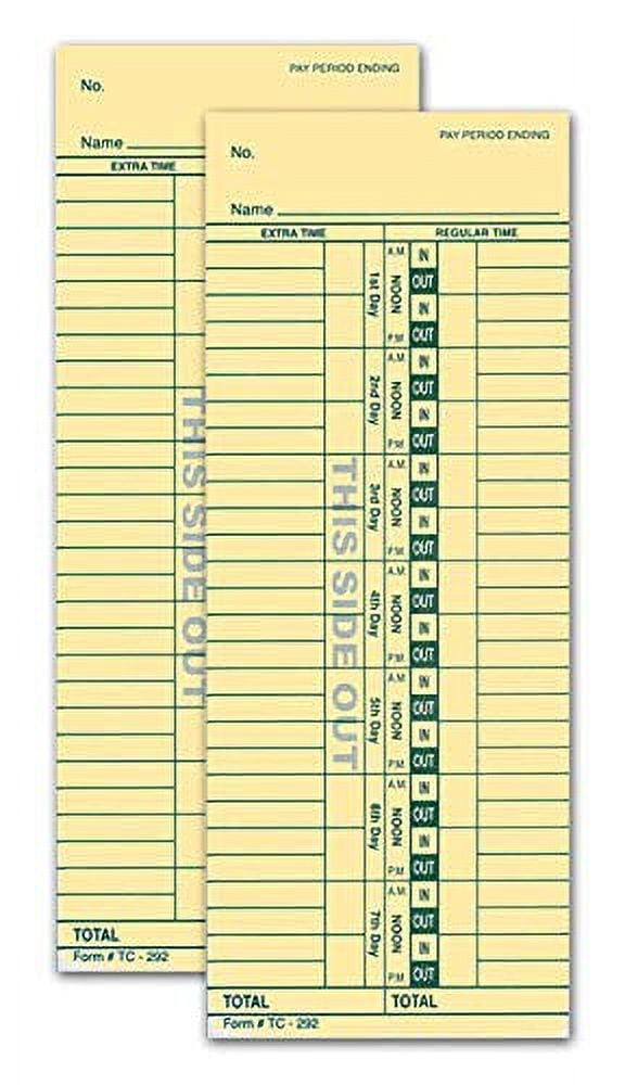 Time Clock Cards (2-Sided) (Manual Style) (3.5 inches x 9 inches ...