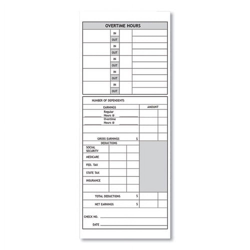 Time Clock Cards For Pyramid Technologies 1000/2000, Two Sides, 3.5 X 9 ...