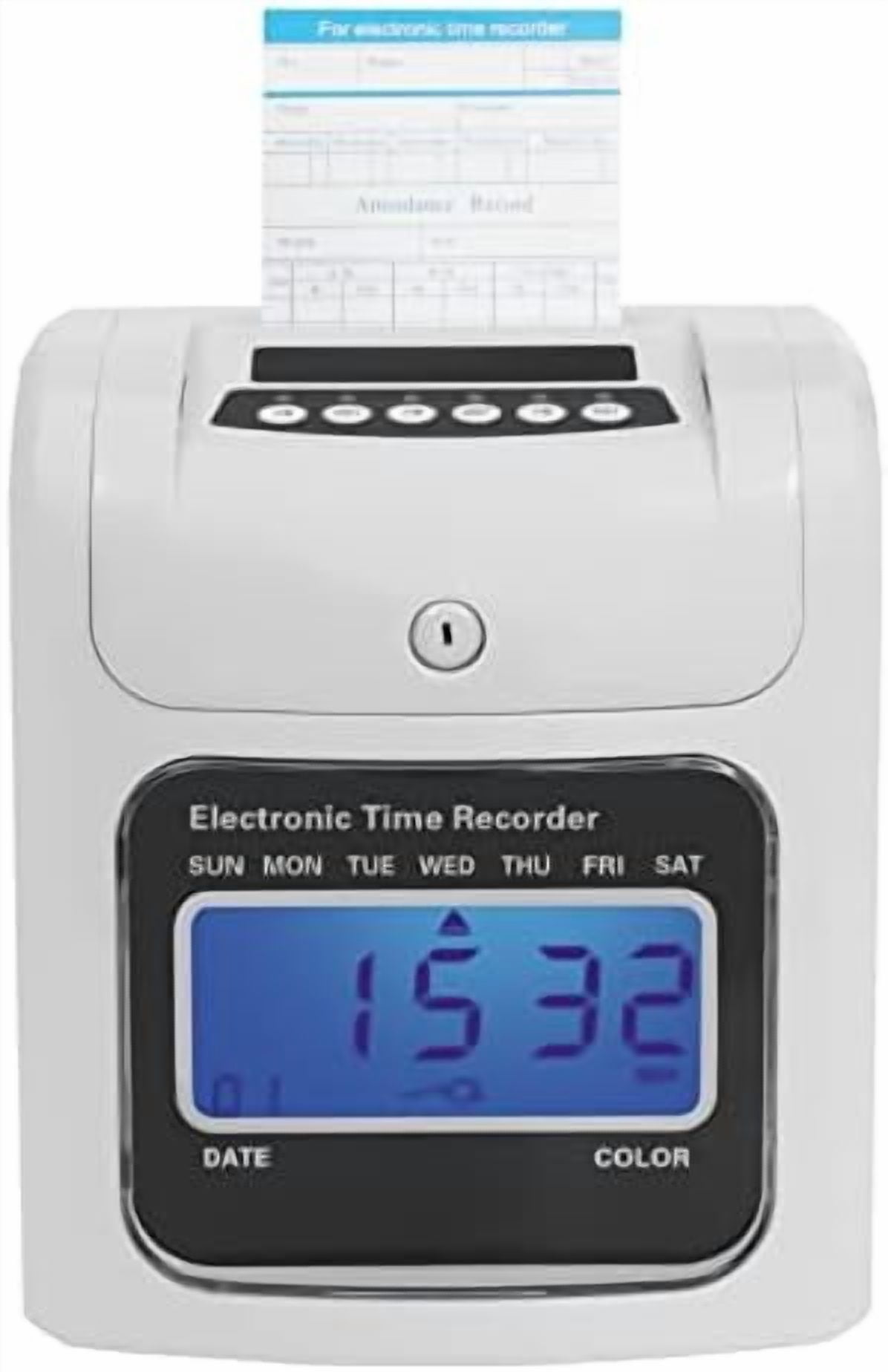Time Clock Employee Attendance Punch Payroll Recorder LCD Display Clock ...