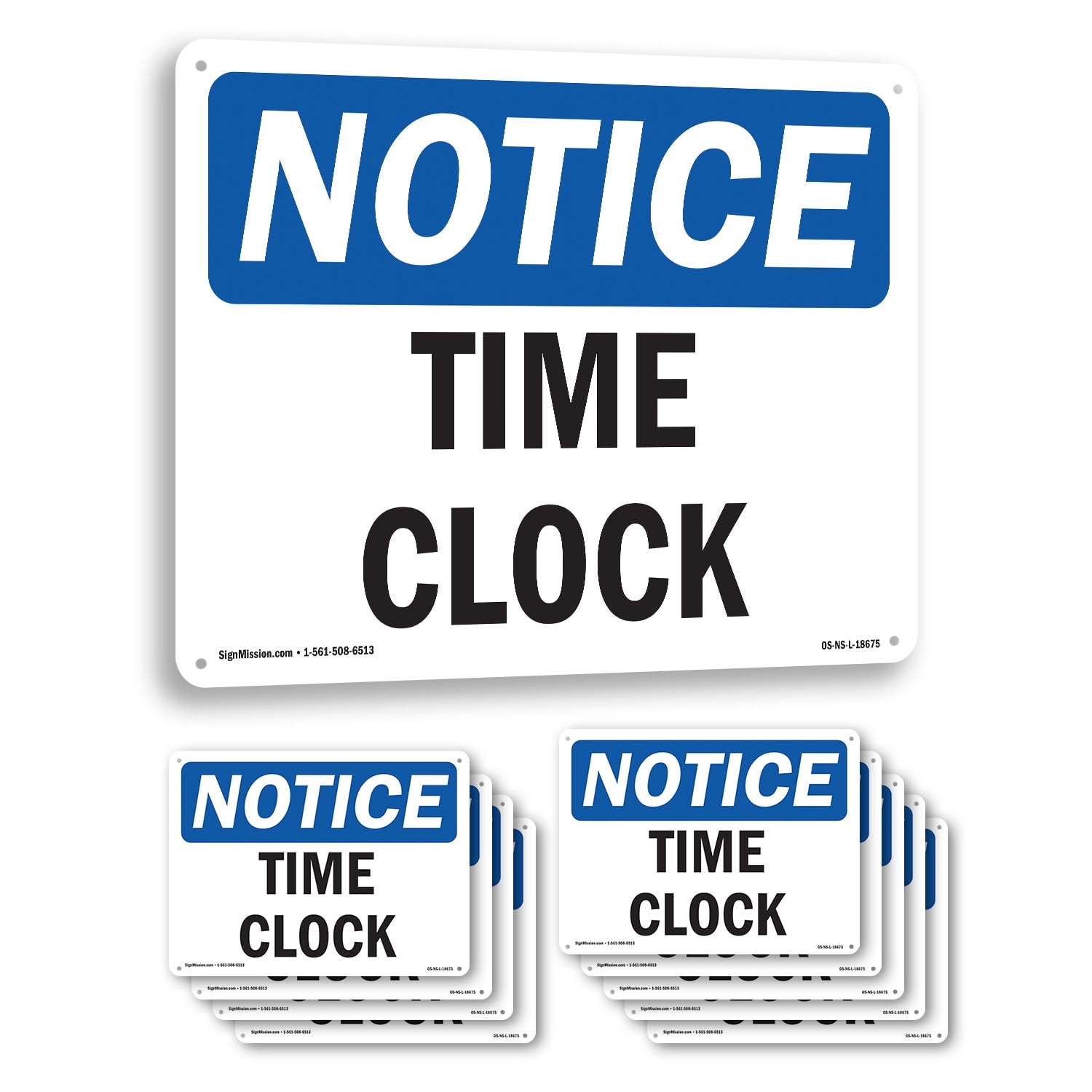 Time Clock OSHA Notice Aluminum Sign 14 Inch x 10 Inch - 10 Pack ...