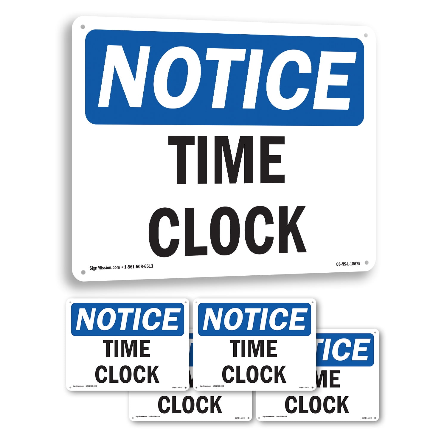 Time Clock OSHA Notice Rigid Plastic Sign 24 Inch x 18 Inch - 5 Pack ...