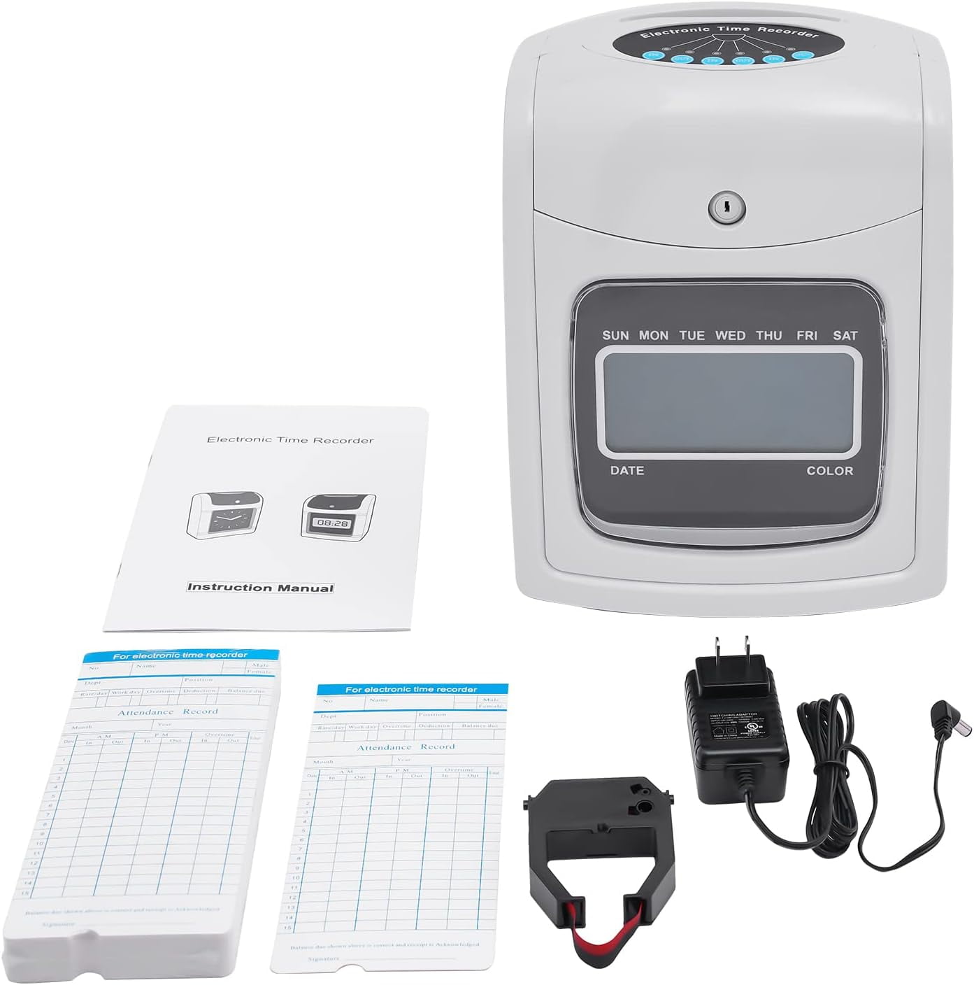 Time Clock Punch Card Employee Attendance Machine LCD Display Check- in ...