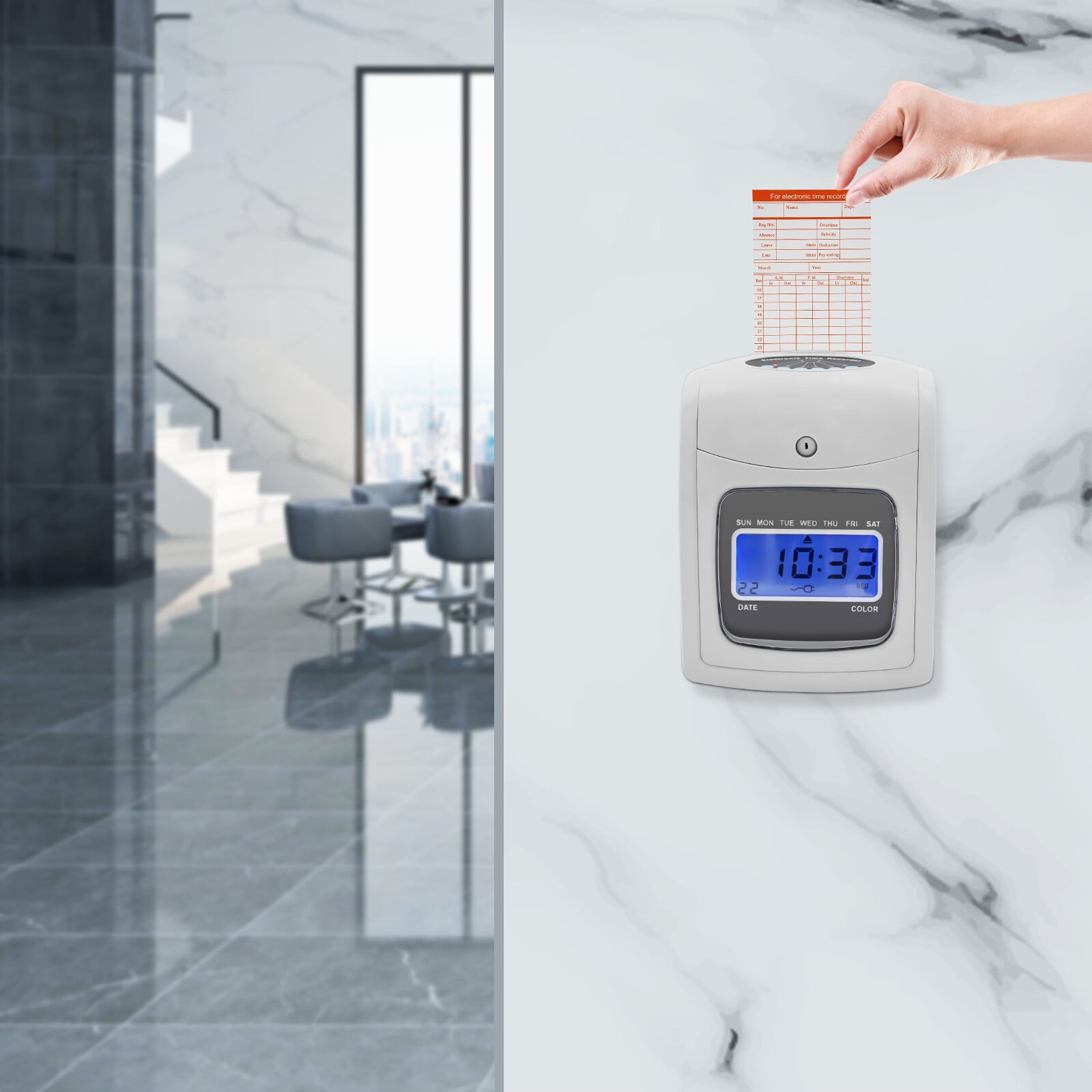 Time Clock Punch Card Employee Attendance Machine LCD Display Check- in ...
