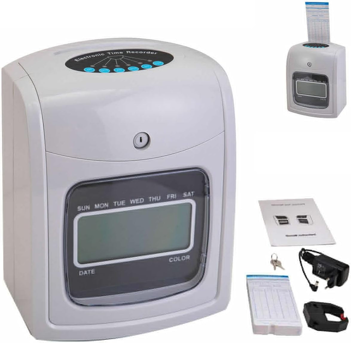 Time Clock for Employees Small Business Payroll Recorder LCD Display ...