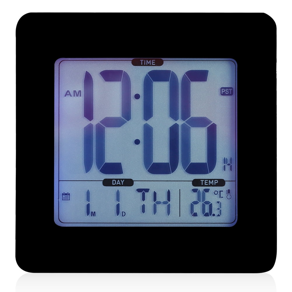 Time, Date & Temperature Monitor Desktop Alarm Clock with Blue LCD ...