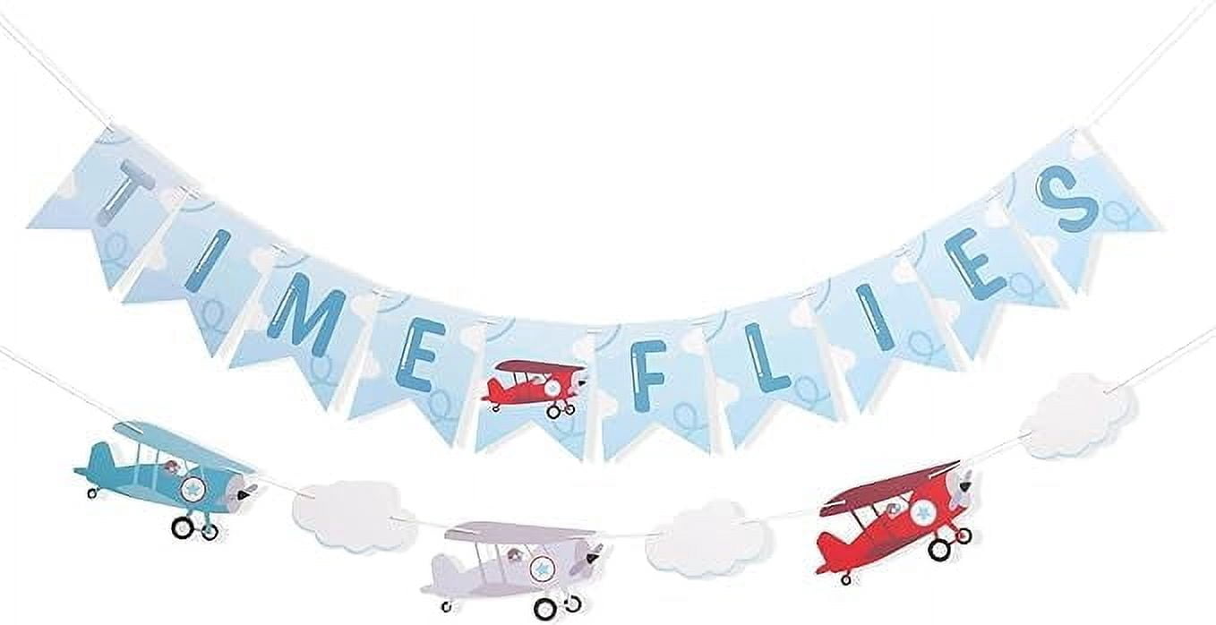 Time Flies Vintage Airplane SSF20 Banner - Airplane 1st Birthday Banner ...
