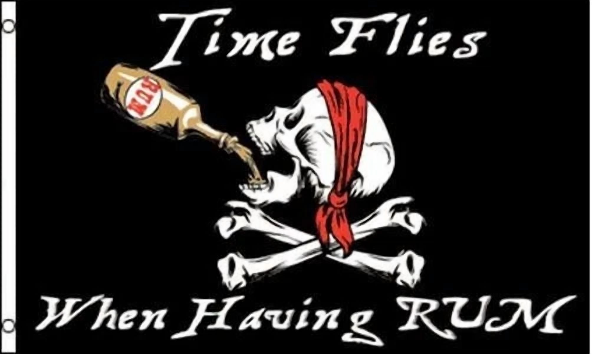 Time Flies When Having Rum Pirate Flag 3X5 Ft Skull Crossbones Party ...