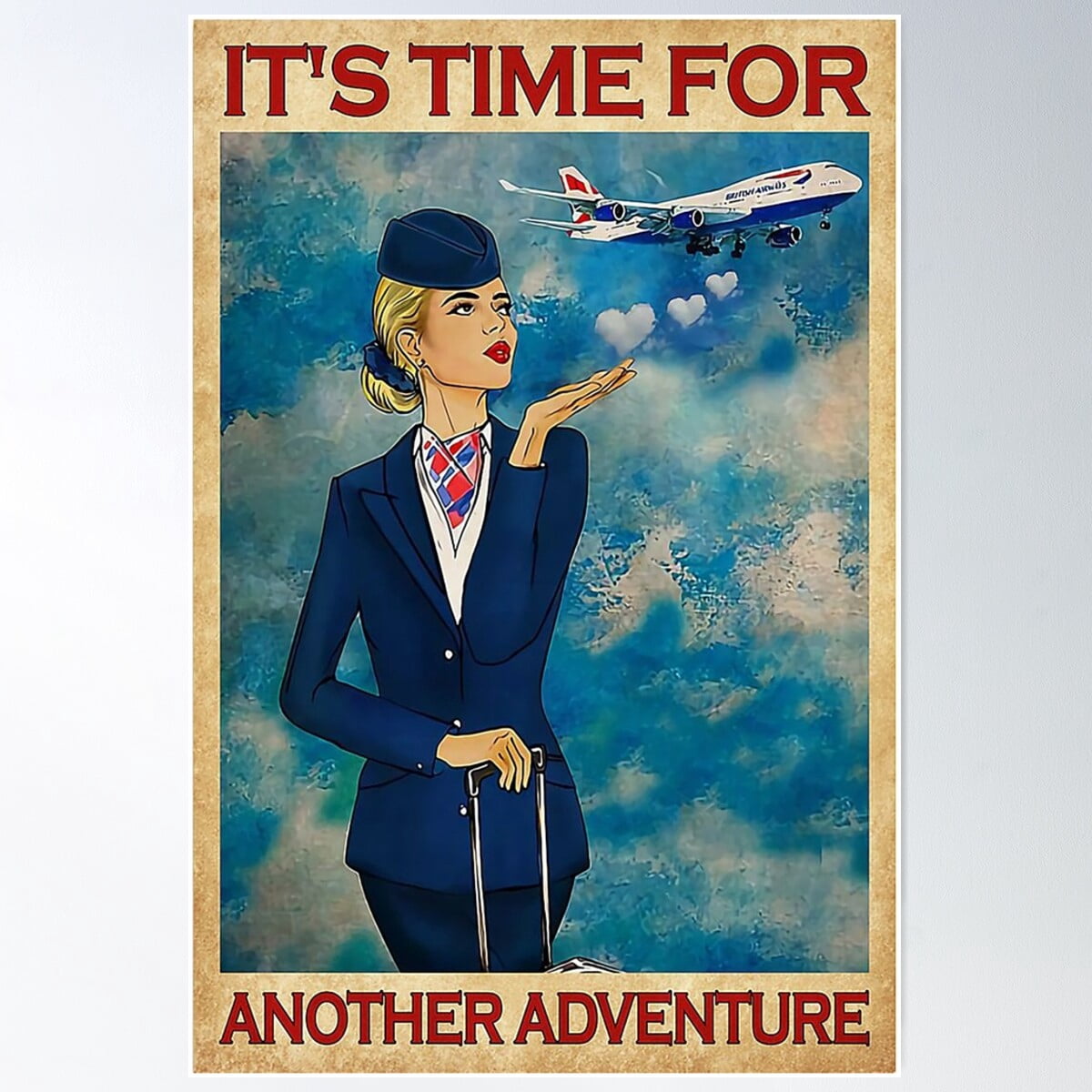 Time For New Adventure Flight Attendant Poster Wall Art, Modern Wall ...
