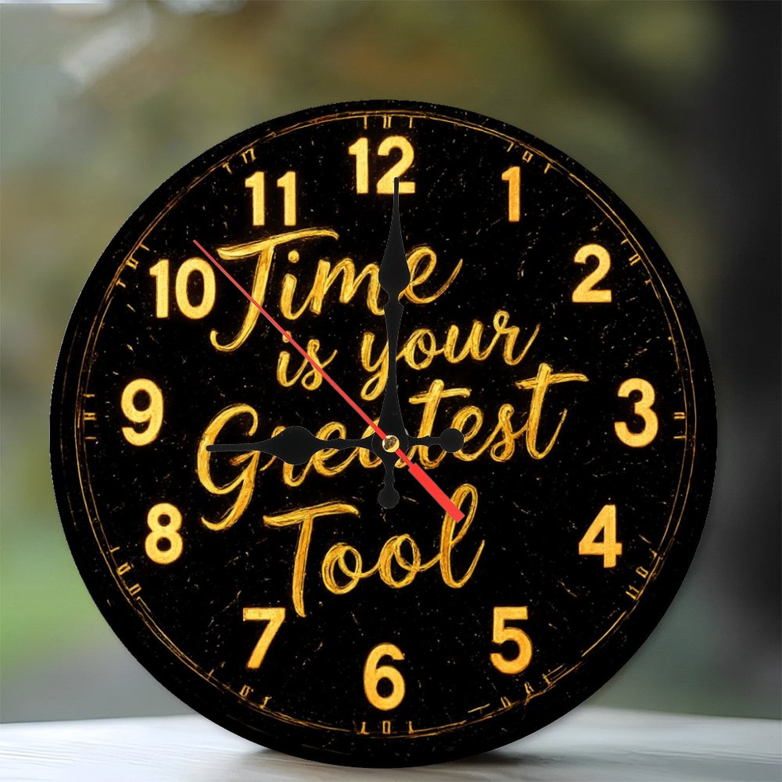Time Is Your Greatest Tool Wall Clock Home Decor 10-Inch Silent Wooden ...