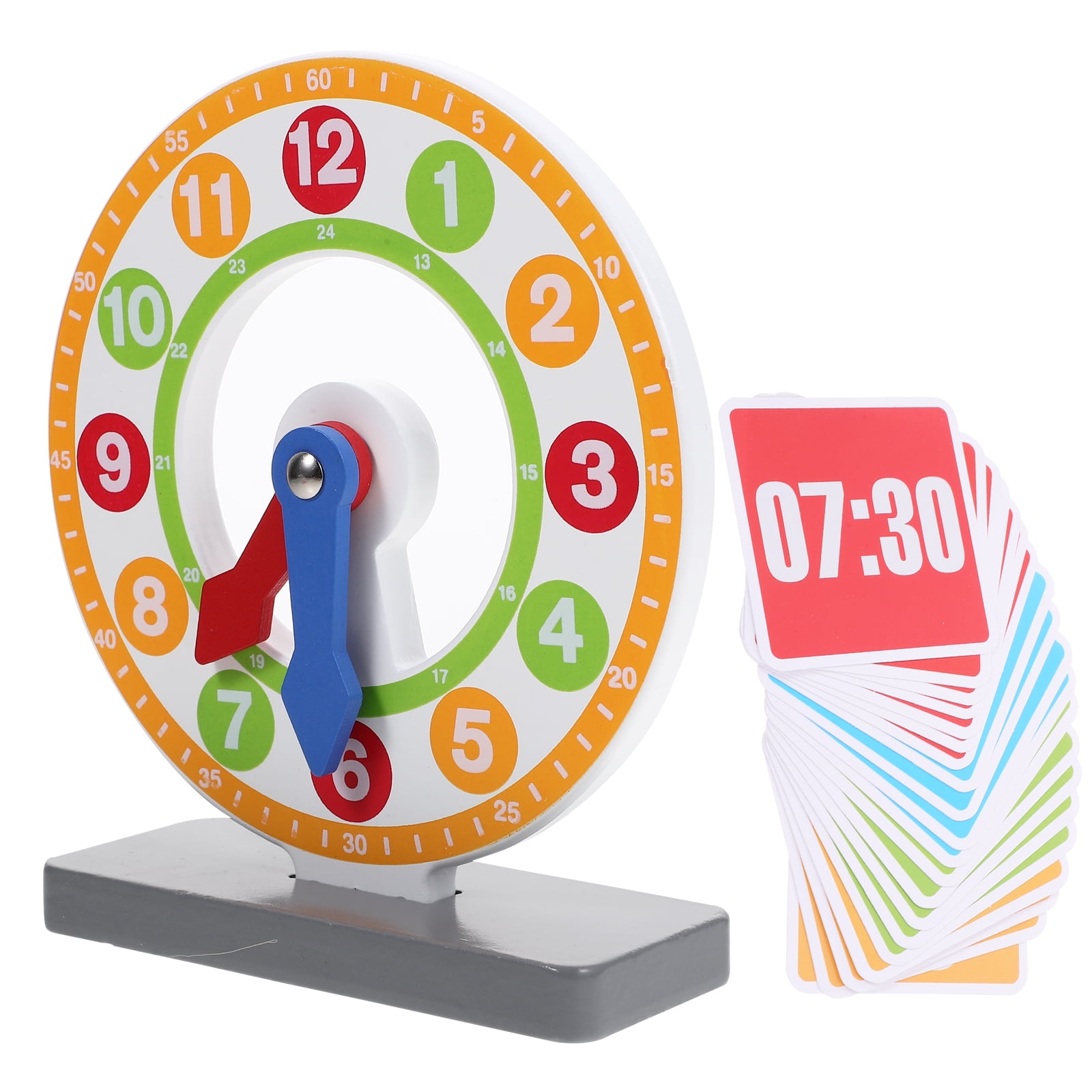 Time Learning Wooden Clock Math Teaching Clock Prop Wooden Teaching ...