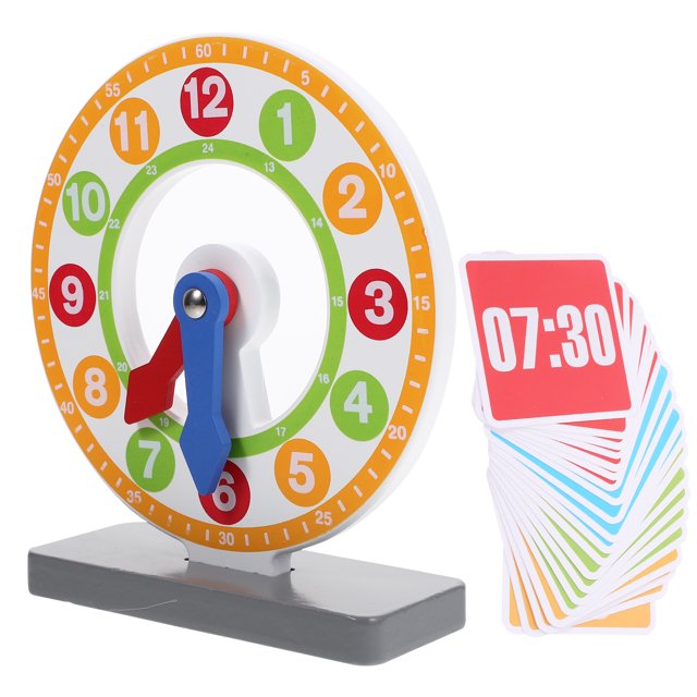 Time Learning Wooden Clock Math Teaching Clock Prop Wooden Teaching ...