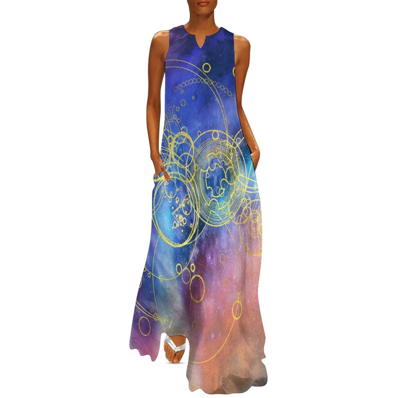 Time Lord Writing (vortex hues) Long Dress dress Aesthetic clothing ...