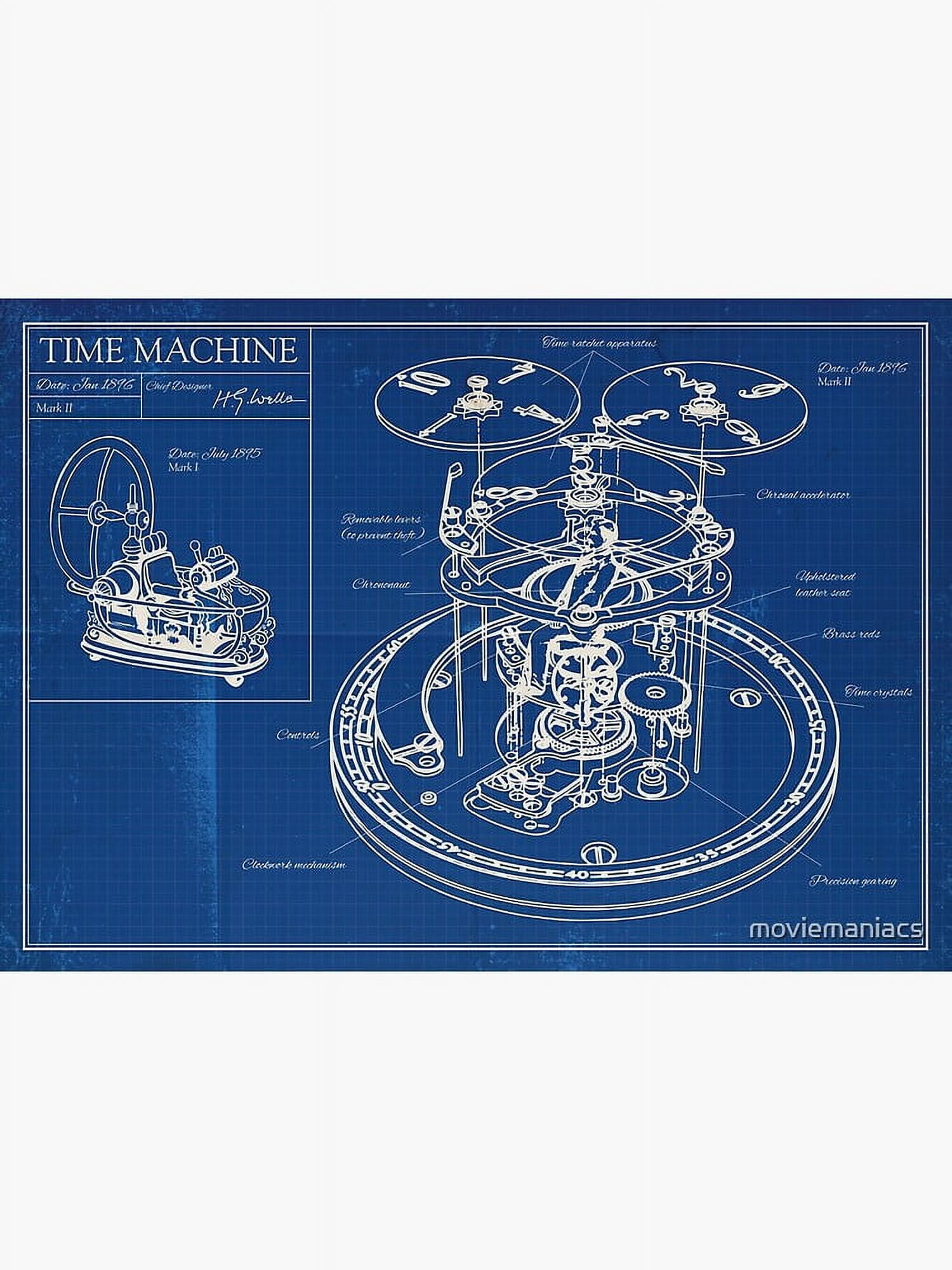 Time Machine - Blueprint Modern Art Decor Unframe - Walmart.com