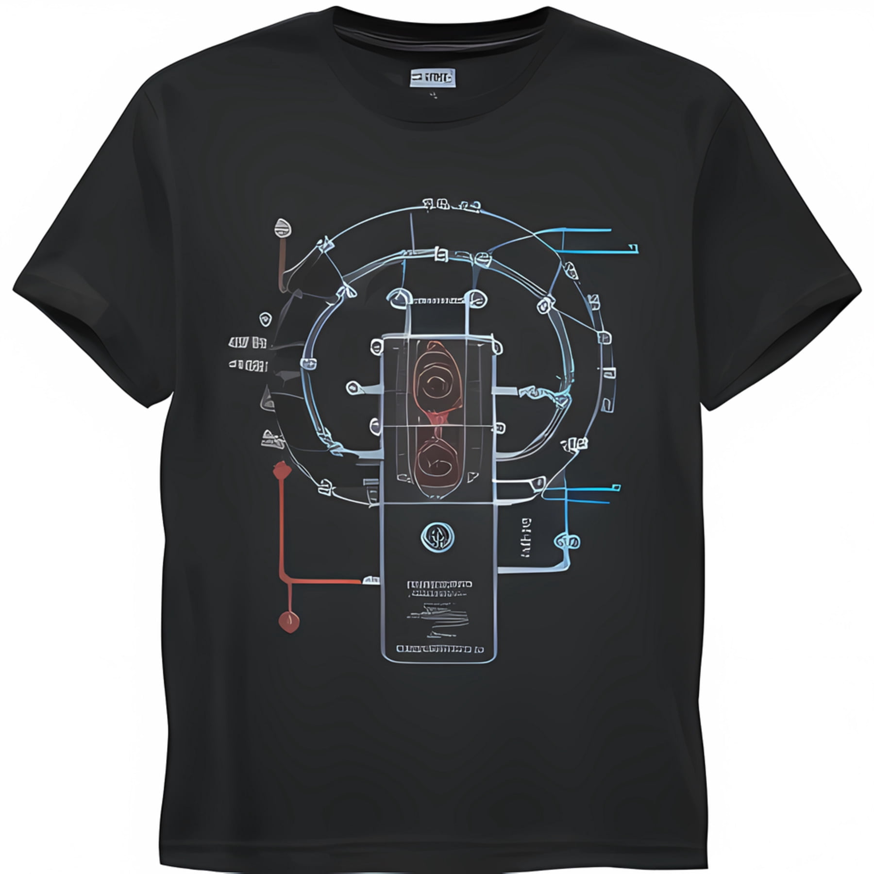 Time Machine Schematic Design Black T-Shirt Turrell Style - Walmart.com