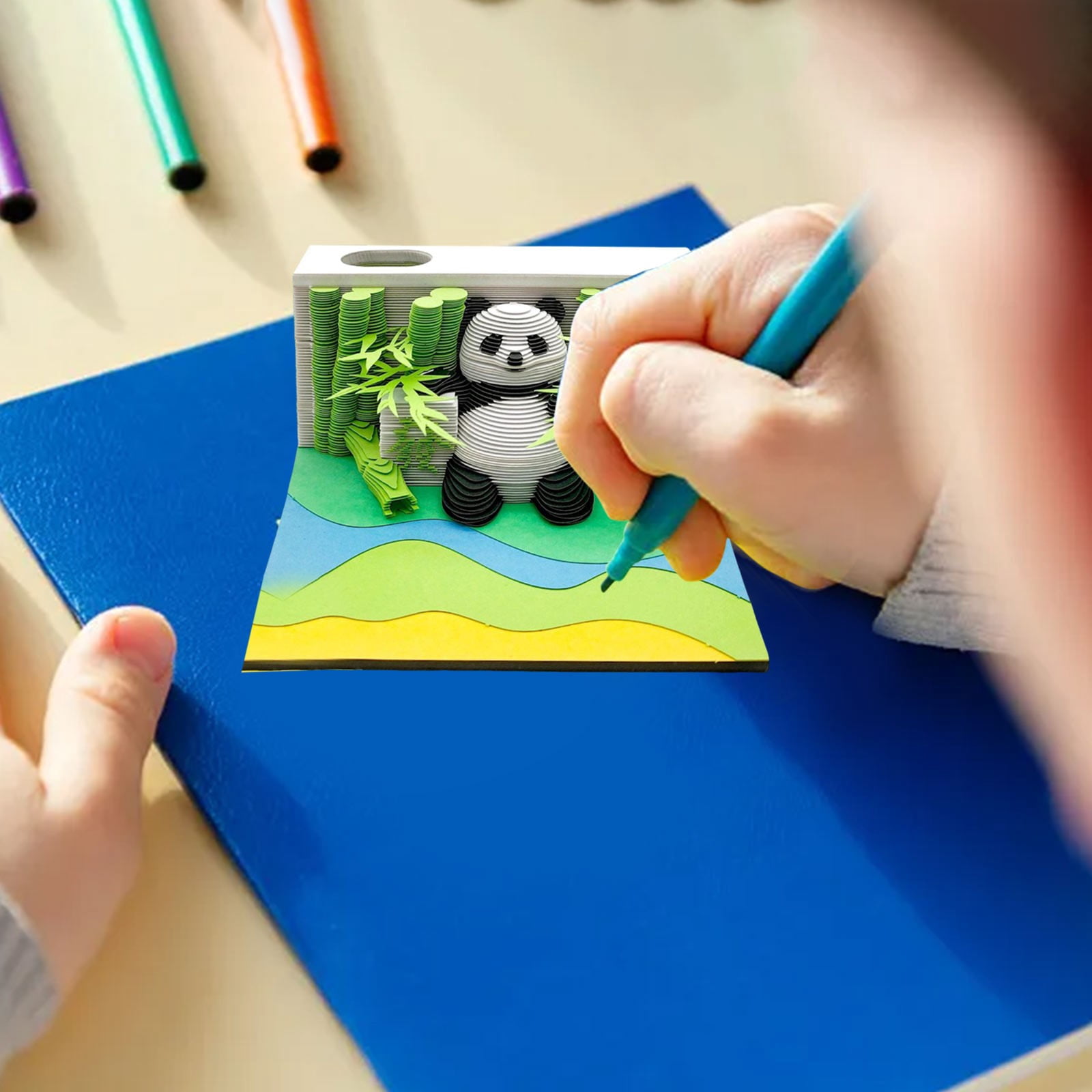 Time Piece Calendar 2025 3D Art Panda Notes Pad Desktop Calendar Crafty ...
