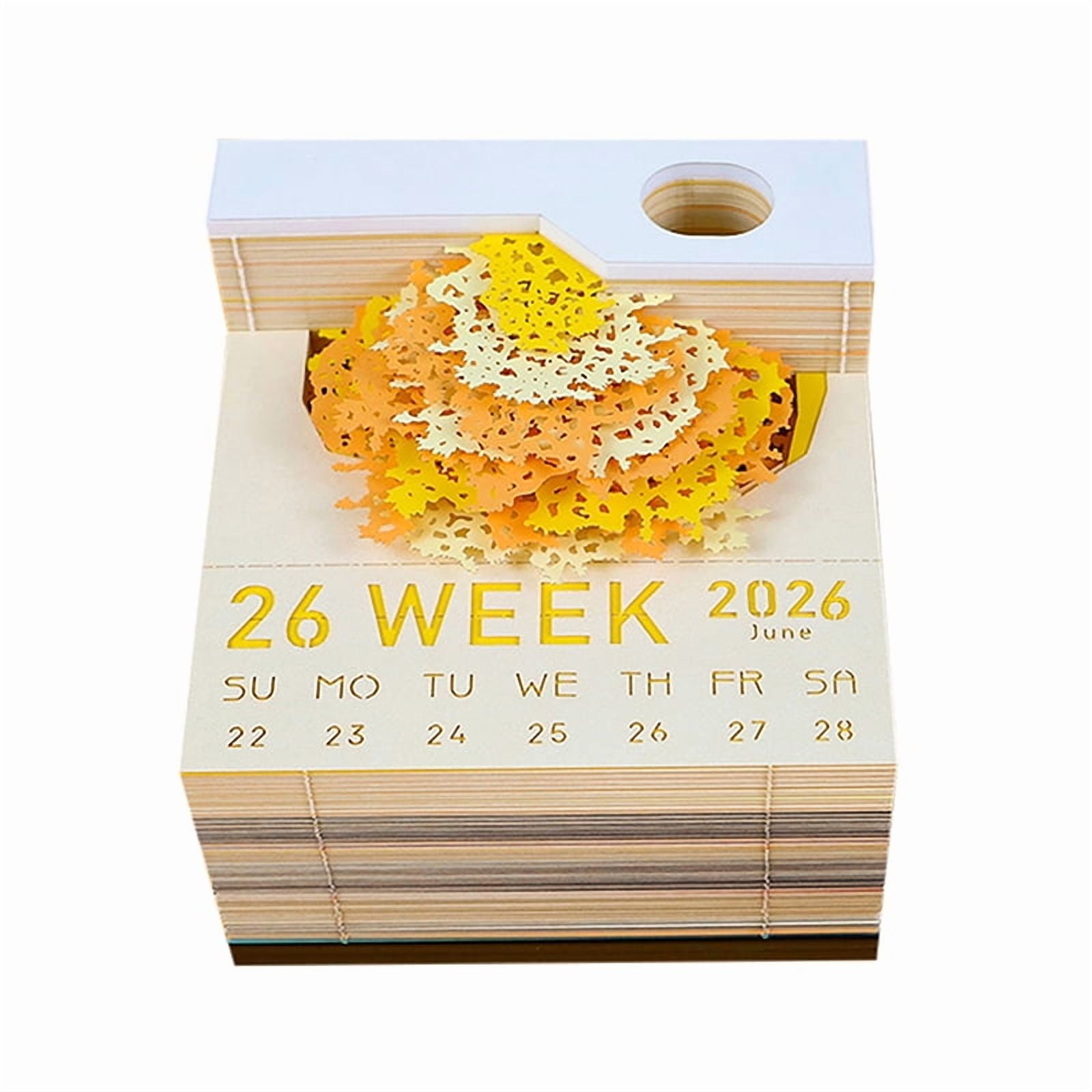 Time Piece Calendar 2026 Desk Calendar With LED Light 3D Tear-away ...