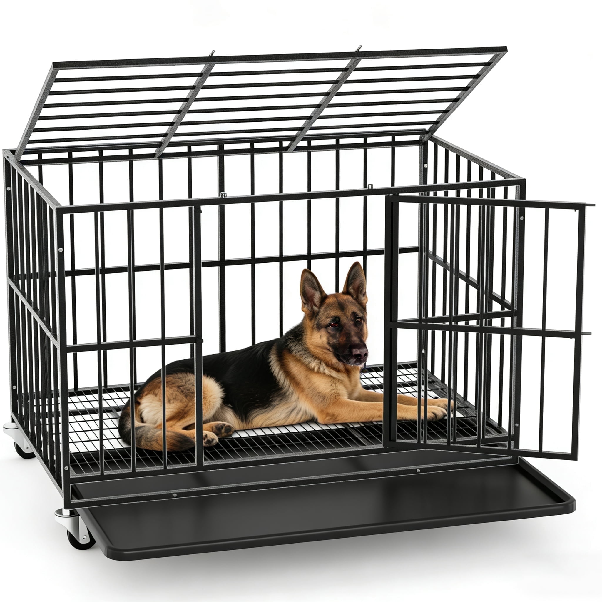 TIME RAY 48 Inch Heavy Duty Dog Crate Cage for Large Dog with Steel ...