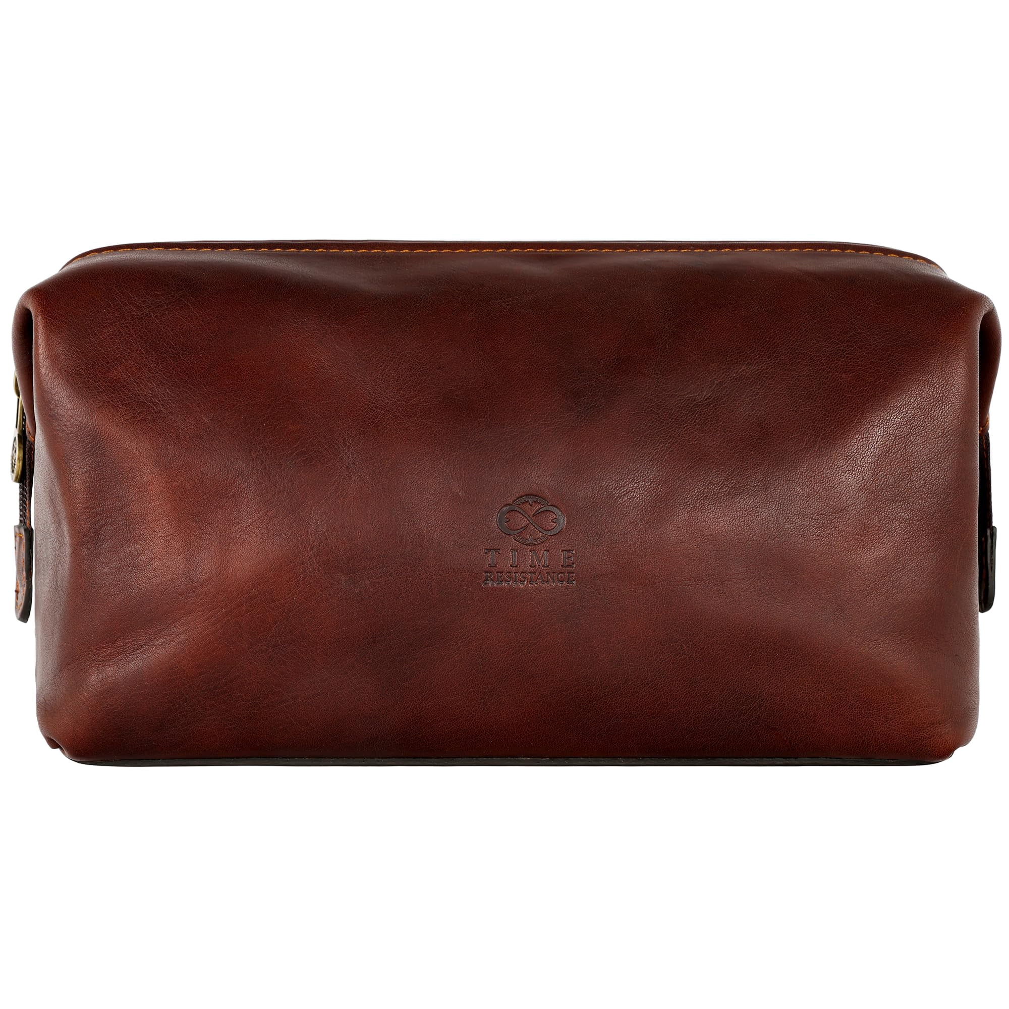 Time Resistance Leather Toiletry Bag - Italian Cosmetic Case Dopp Kit ...