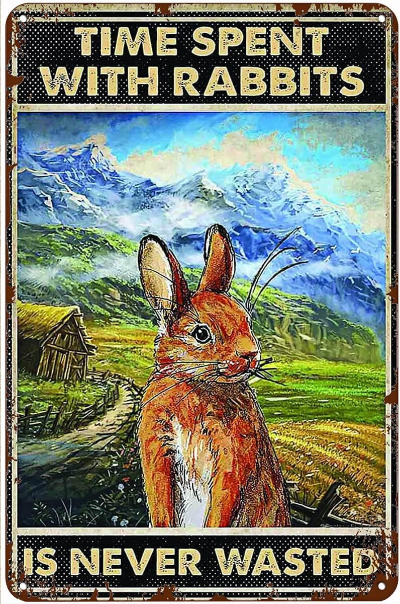 Time Spent with Rabbits is Never Wasted Vintage Metal Tin Signs for ...