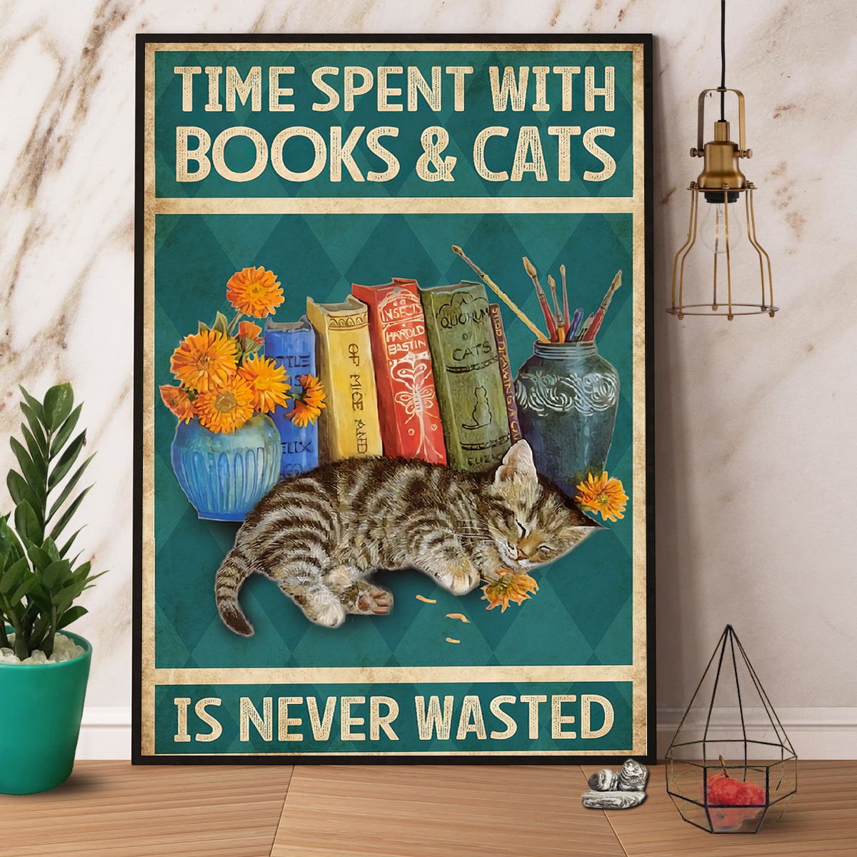 Time Spent With Books And Cats Is Never Poster No Frame Matte Wall Art ...