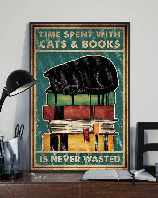 Time Spent With Cats And Books Is Never Wasted Sleeping Black Cat NO ...