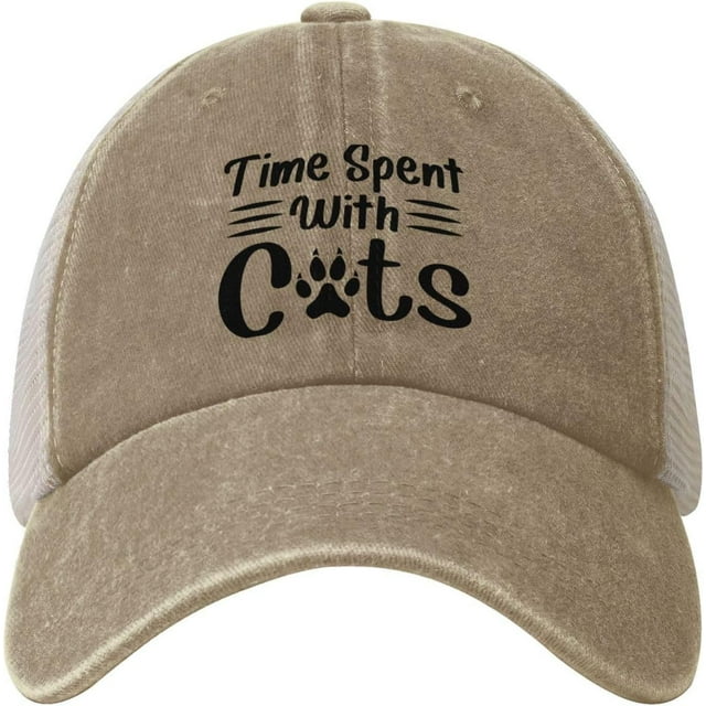 Time Spent with Cat Baseball Cap for Women Mens Hats Retro Mesh Caps ...