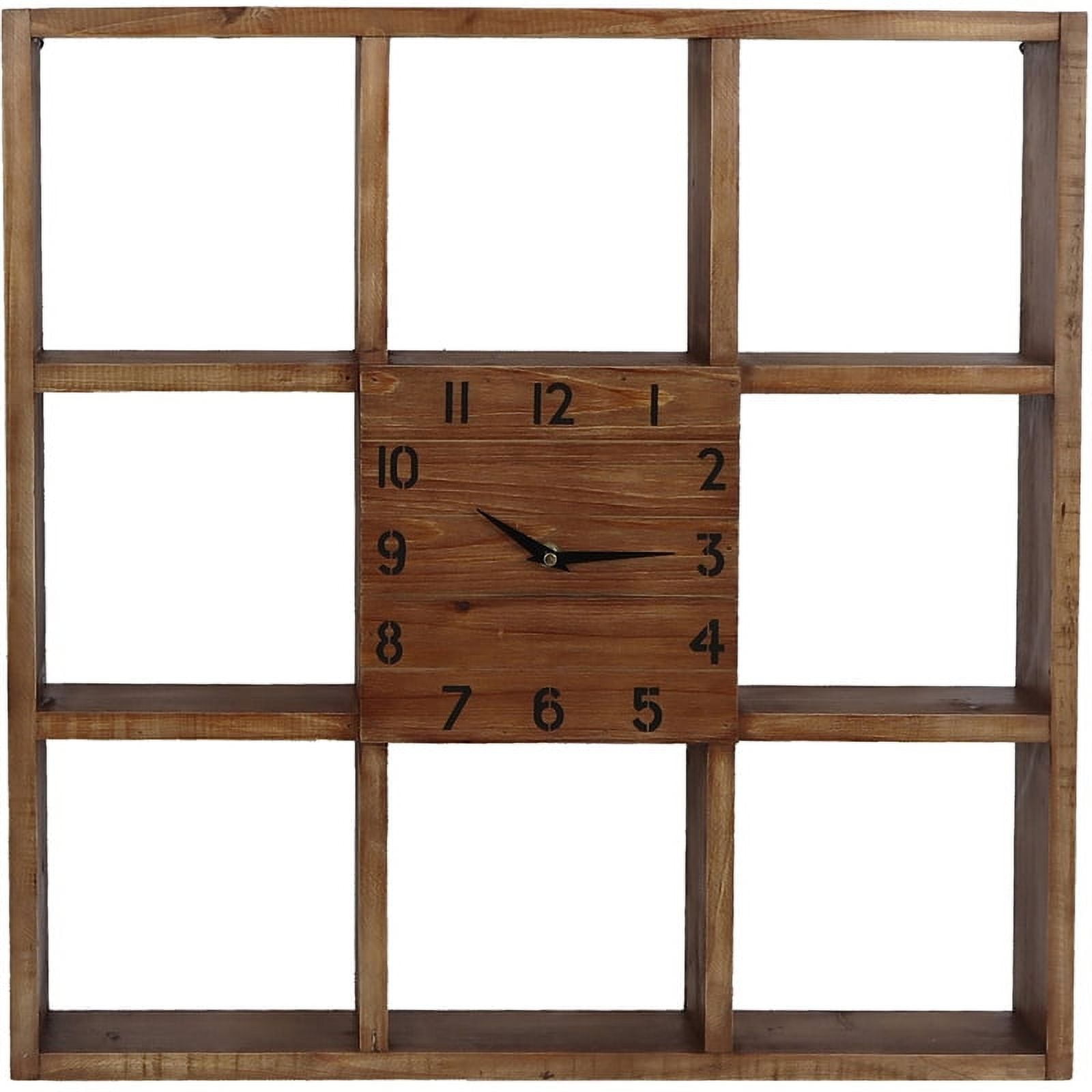 "Time Storage" Clock made of medium brown wood with black numbering ...