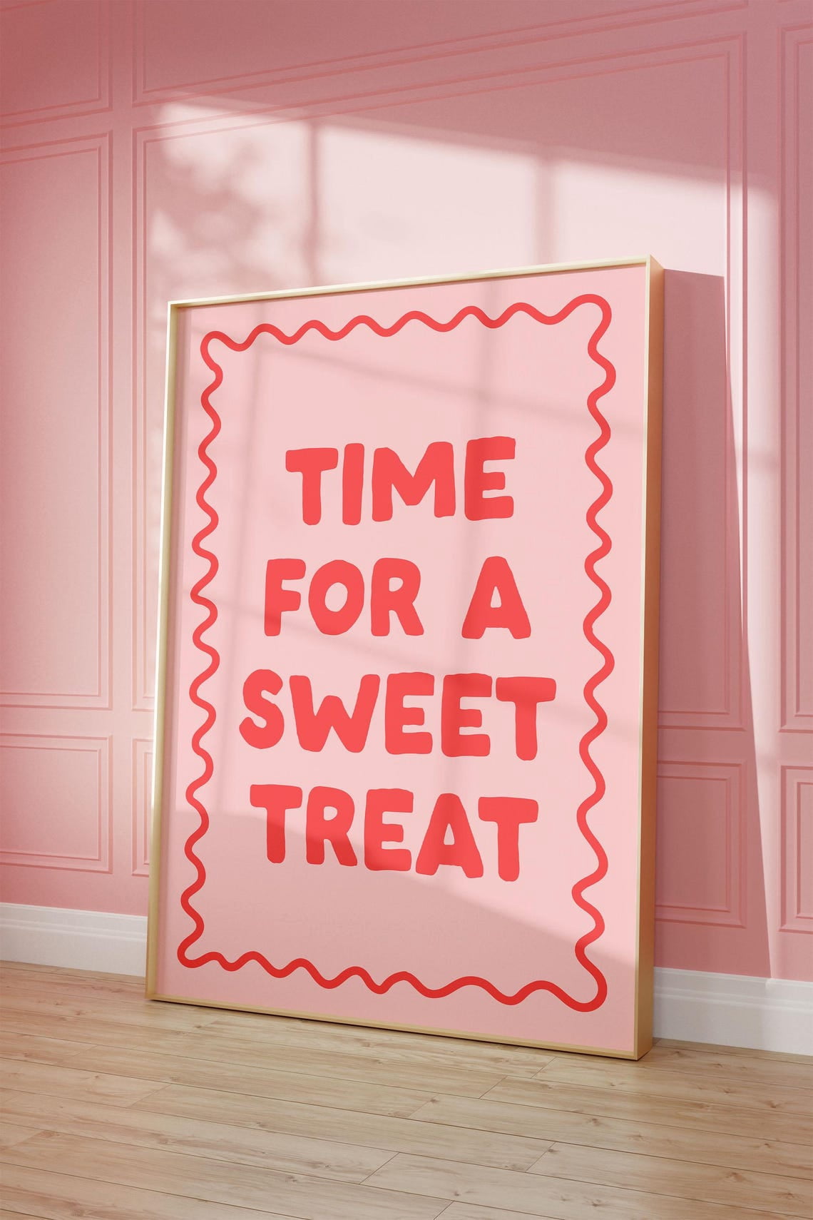 Time For A A Sweet Treat Art Poster, Pink And Coral Wall Art, Fun ...