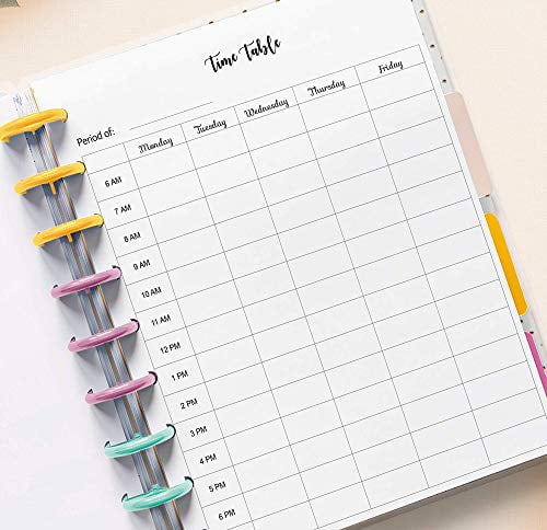 Time Table Plan Inserts Teacher Planner Refill for 11 Disc Planners ...