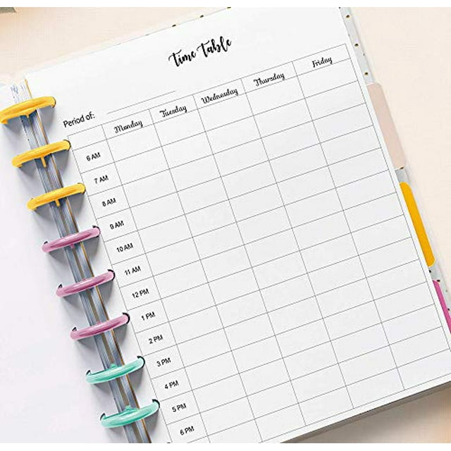Time Table Plan Inserts Teacher Planner Refill for 9 Disc Happy ...