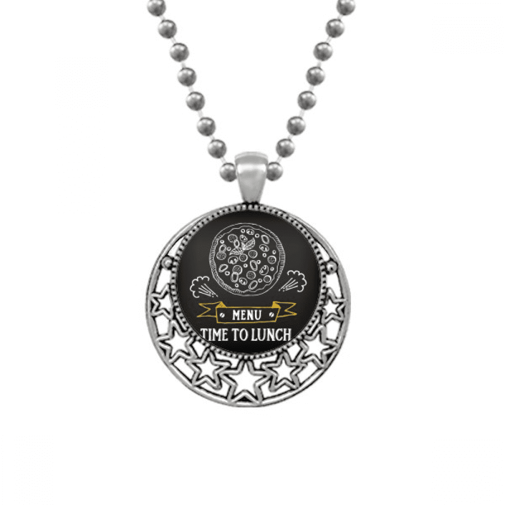 Time To Lunch Pizza Foods Necklaces Pendant Retro Moon Stars Jewelry ...