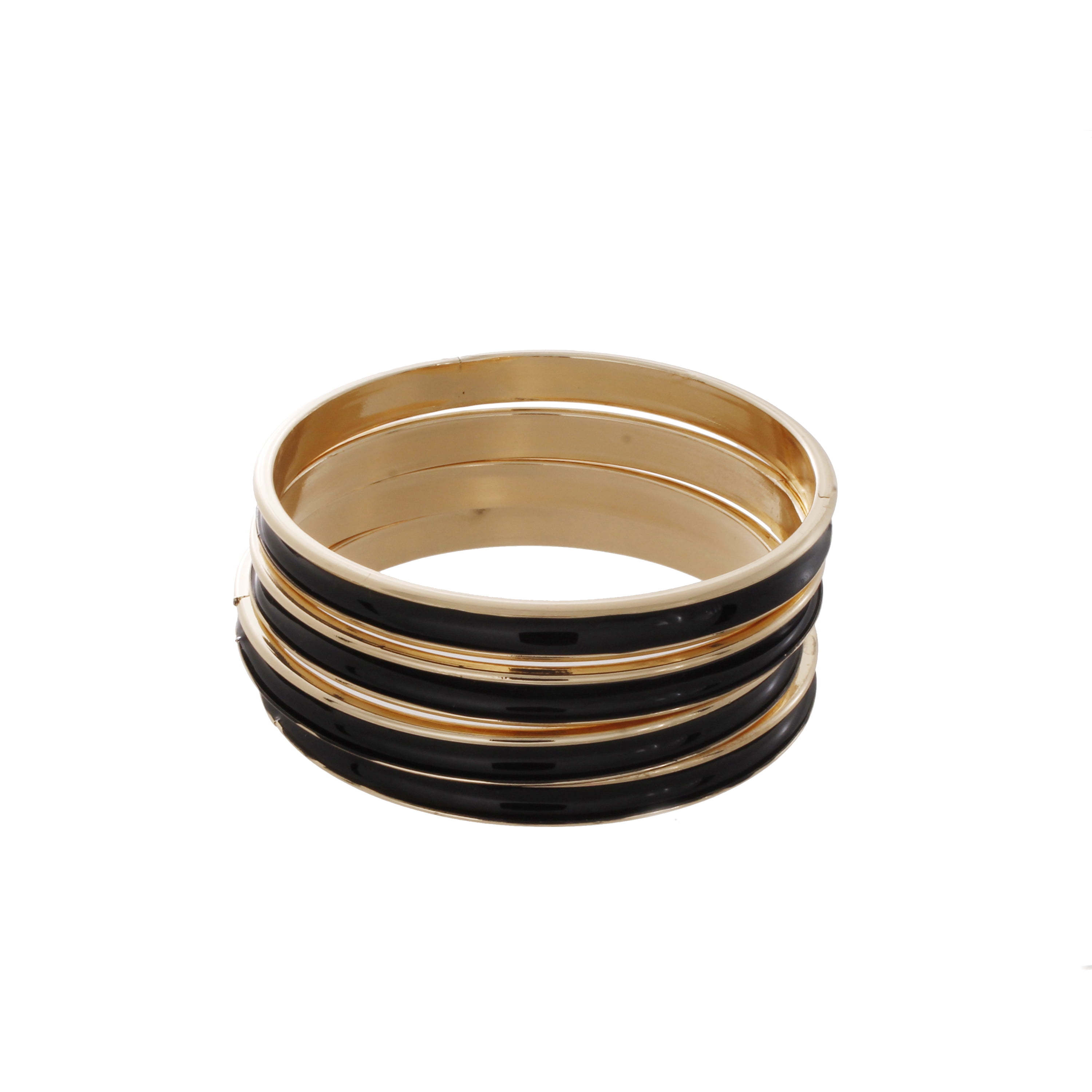 Time & Tru 4 Piece Gold Tone Black Bangle Set - Walmart.com